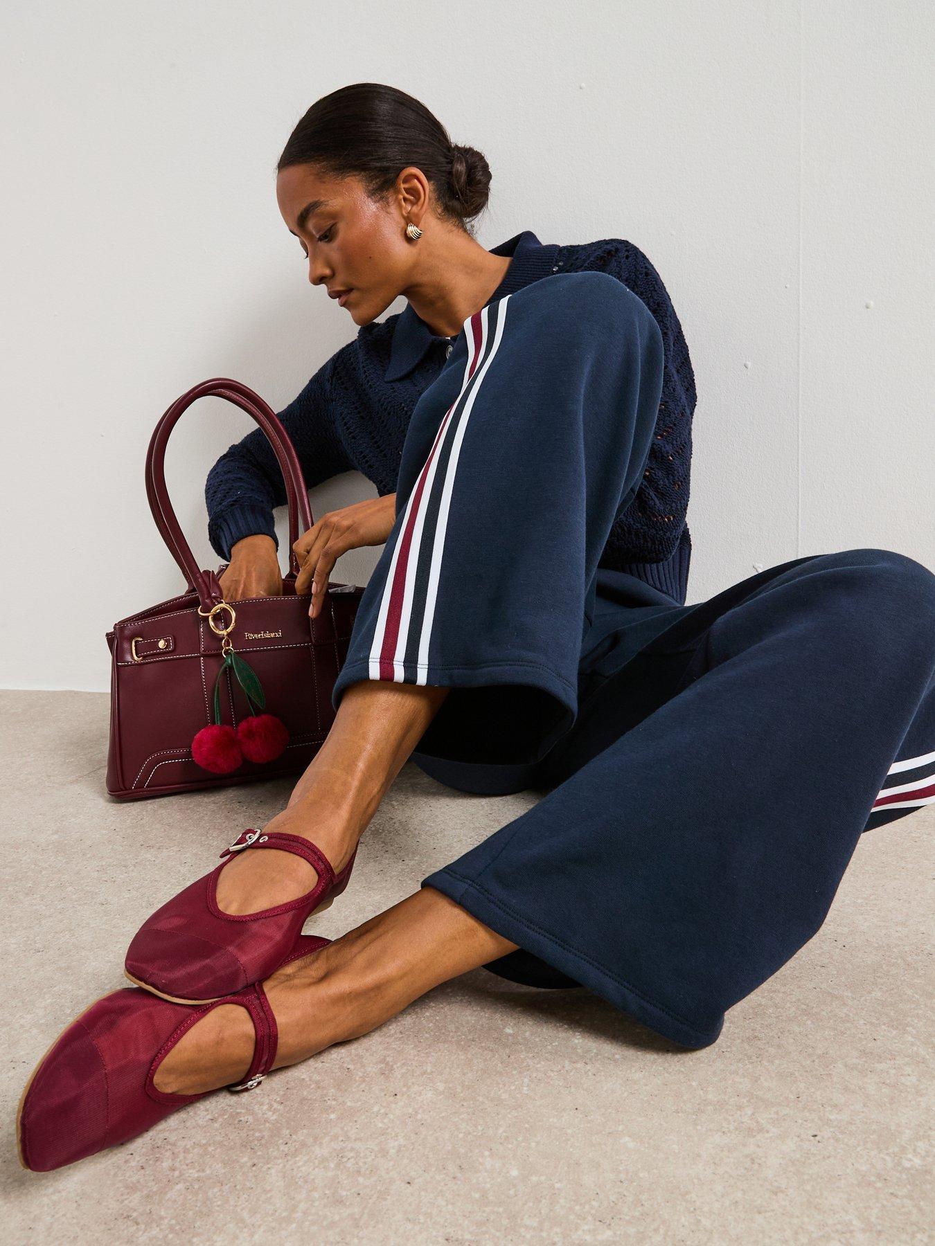V by Very Mary Jane Mesh Ballet Pumps - Burgundy | Very