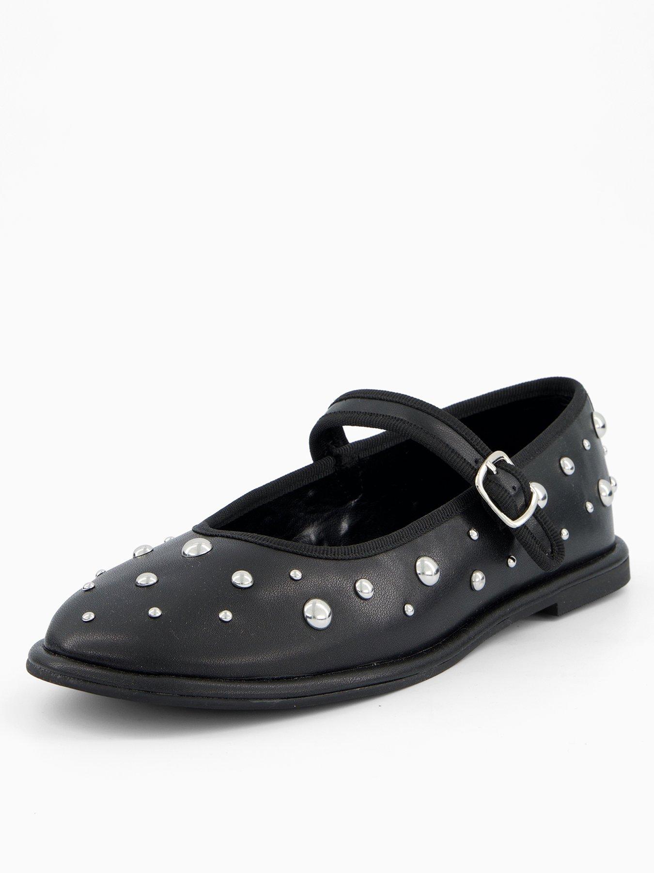 V by Very Mary Jane Ballet Pump With Studs - Black | Very
