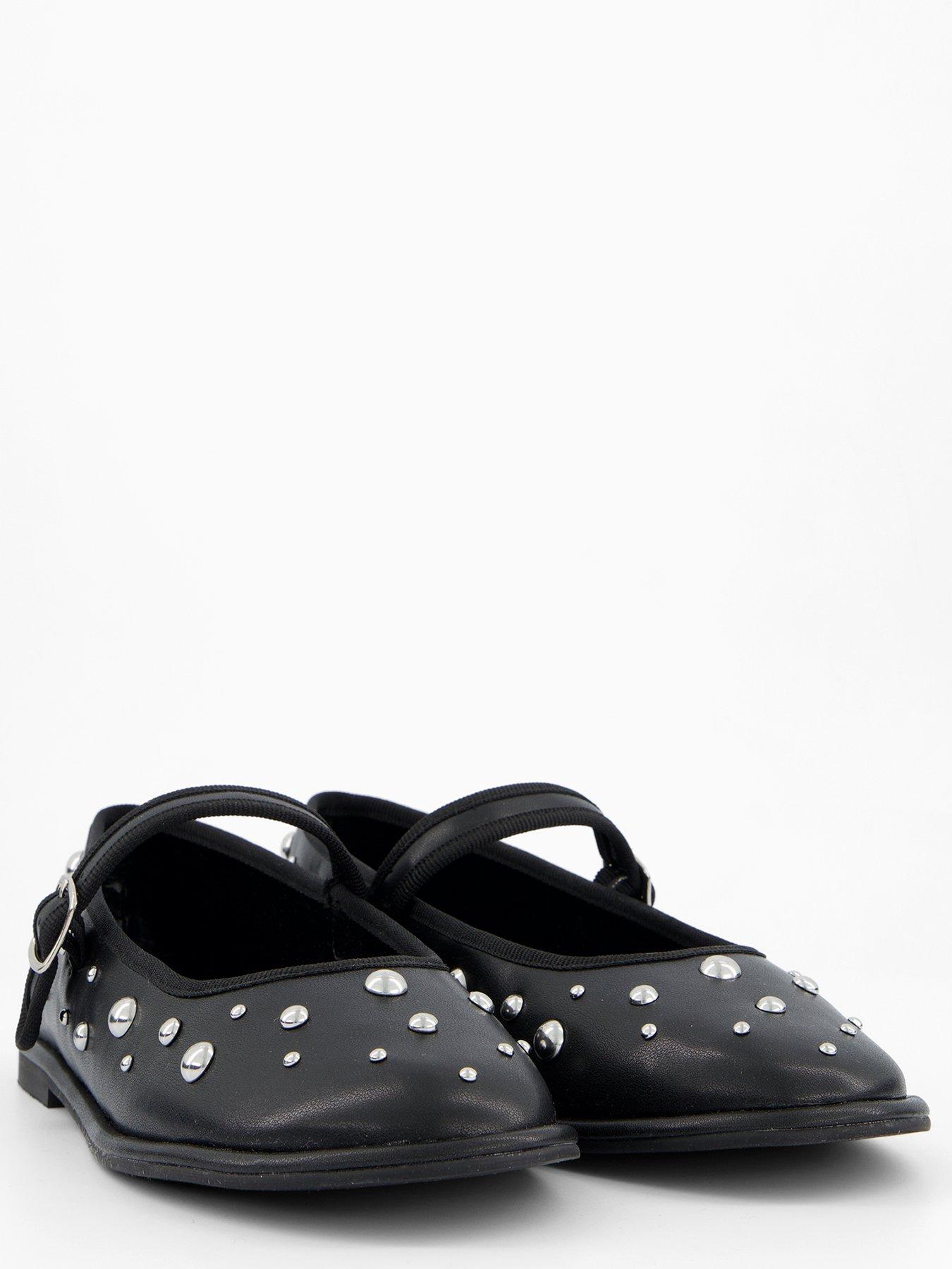 V by Very Mary Jane Ballet Pump With Studs - Black | Very