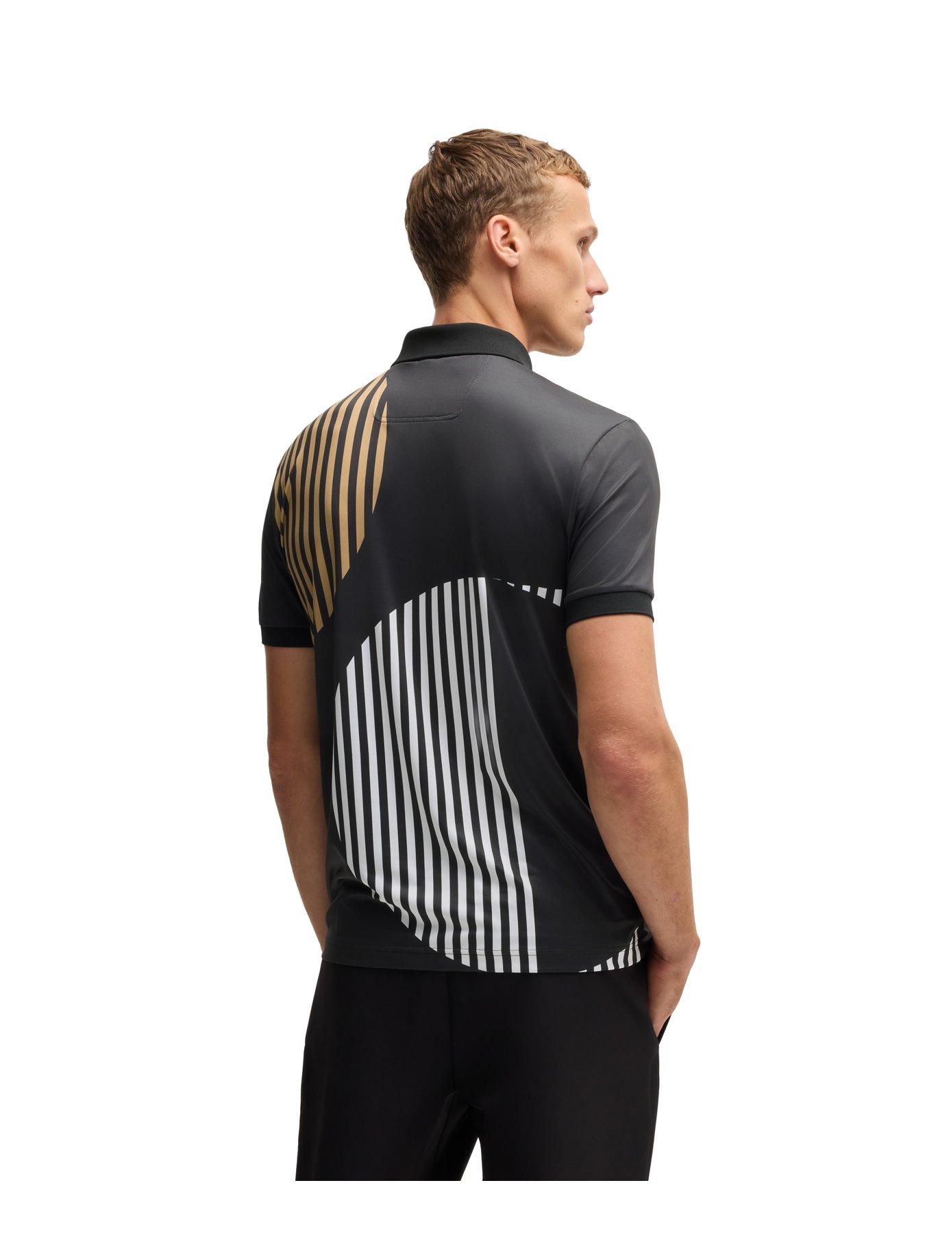 BOSS Mens Golf Paddy Striped Regular Firt Polo - Black | Very