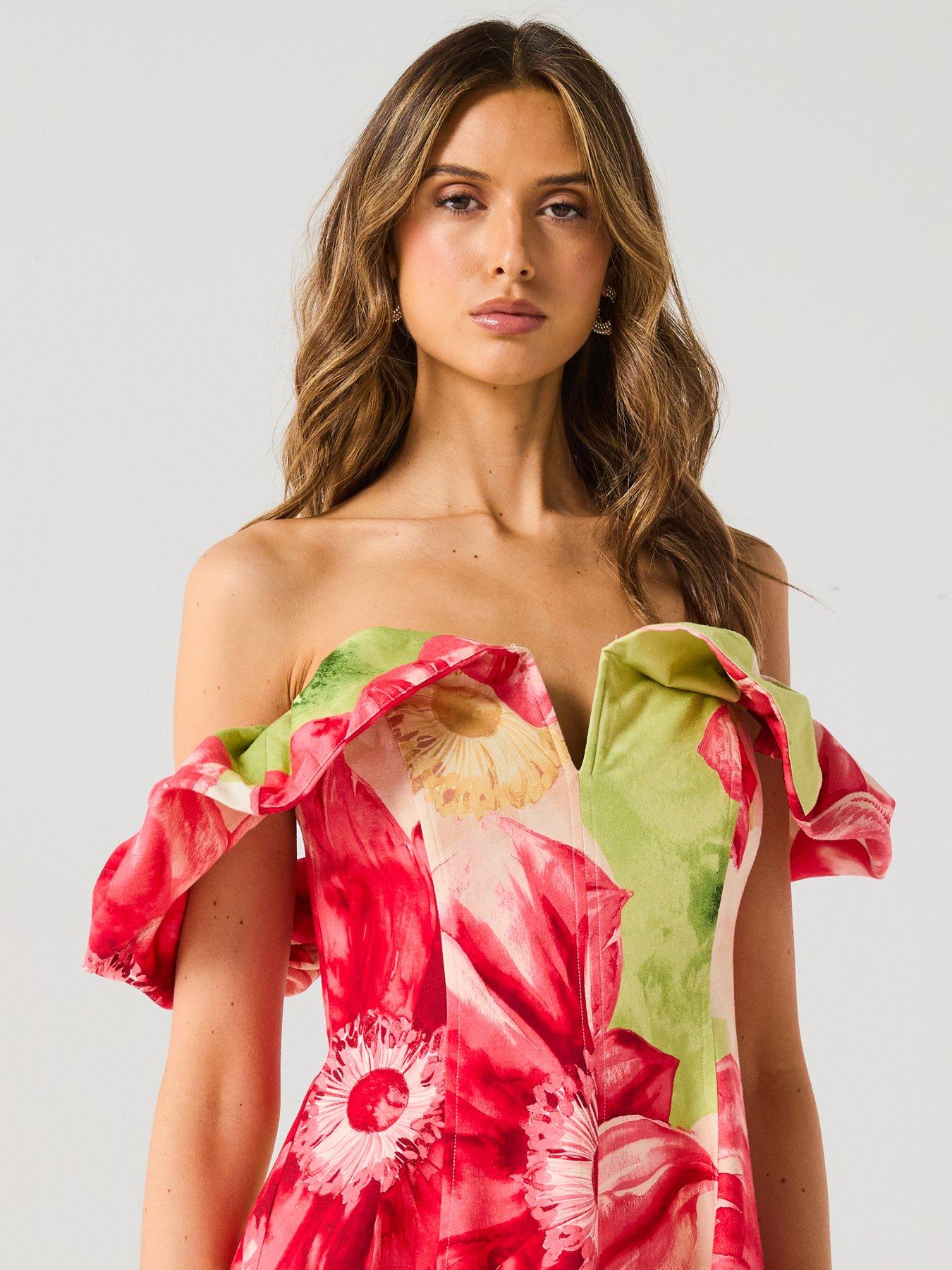 Forever New Zahli Ruffle Off Shoulder Mini Dress - Multi | Very