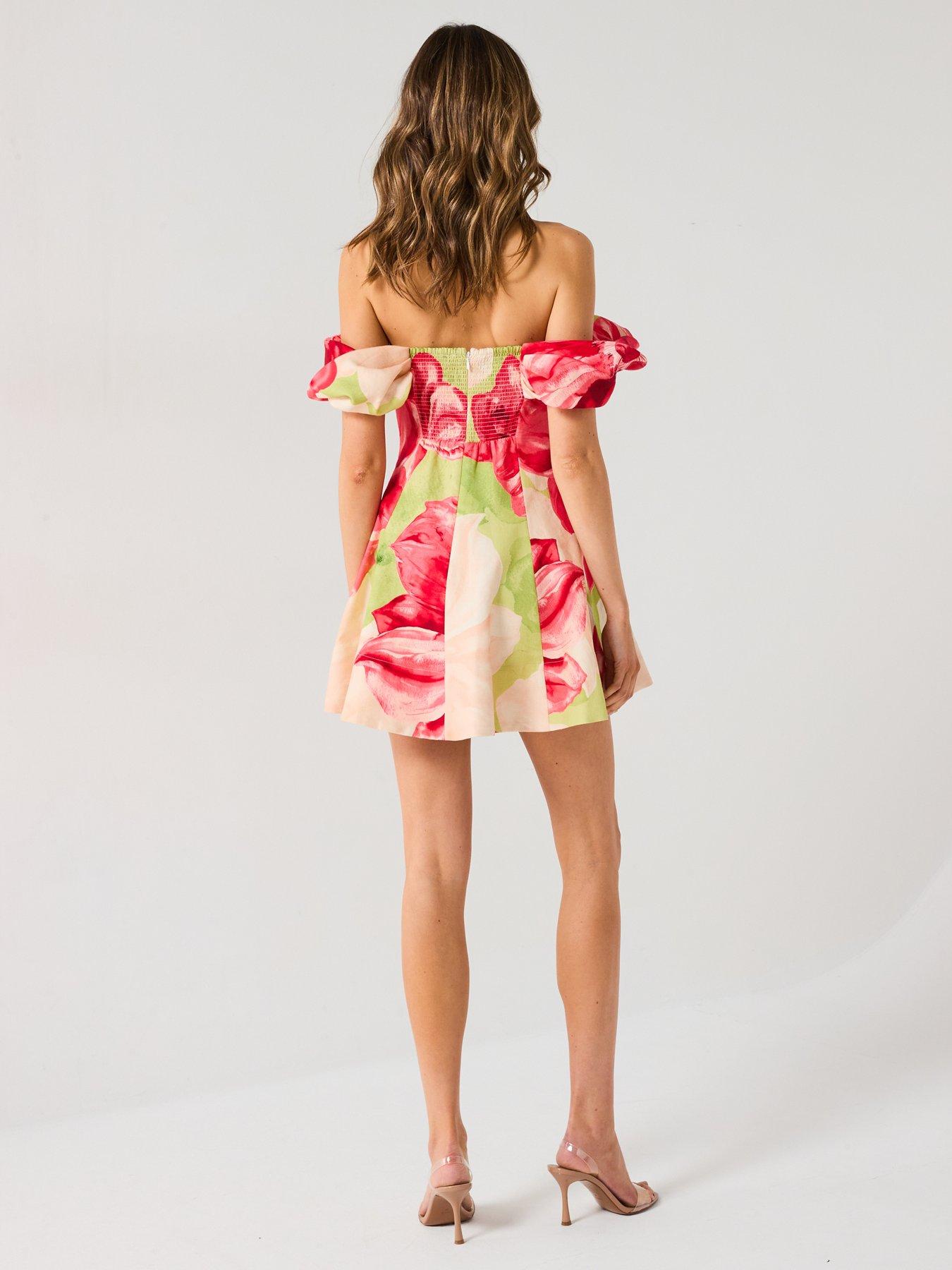 Forever New Zahli Ruffle Off Shoulder Mini Dress - Multi | Very