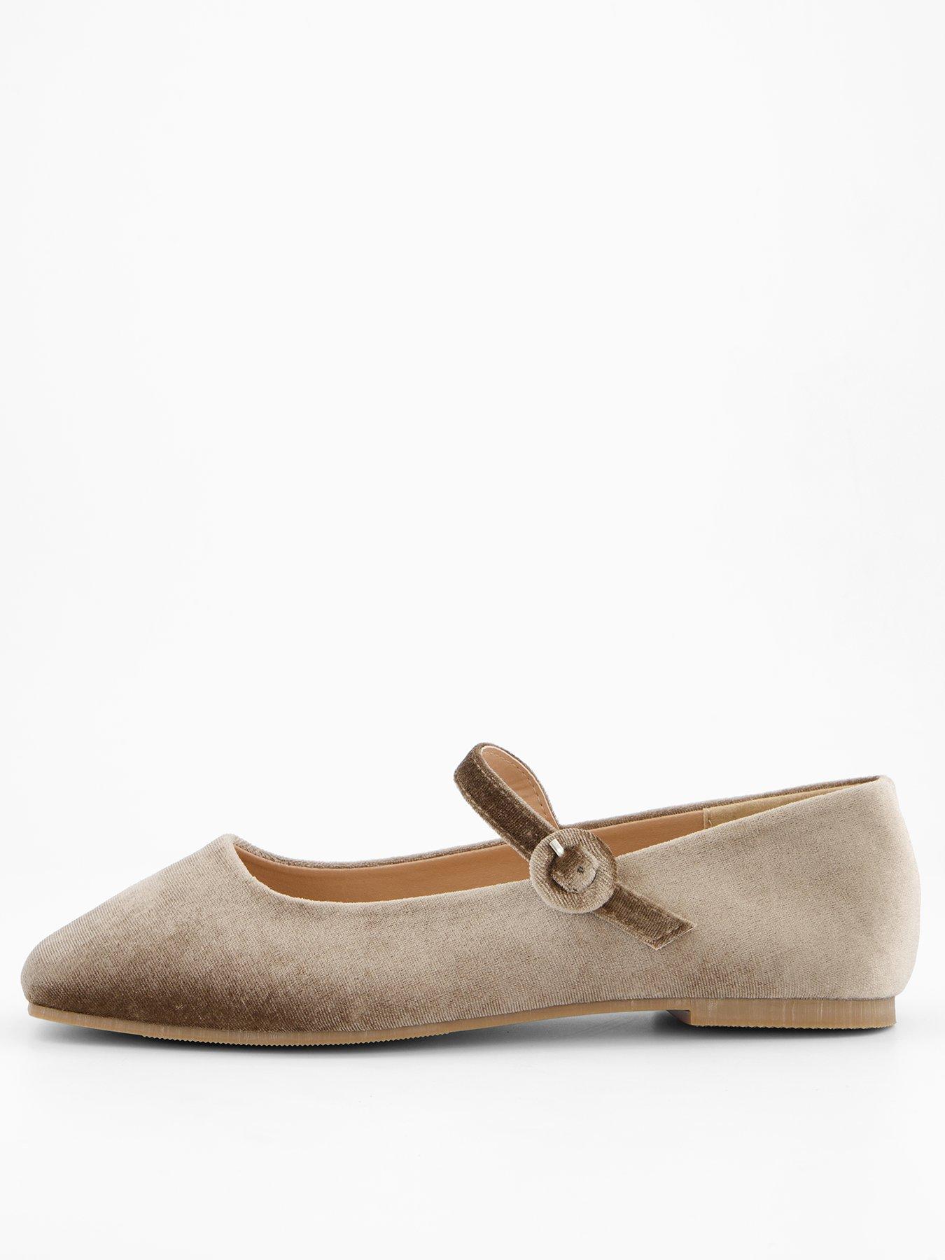V by Very Wide Fit Velvet Ballet Pump - Beige | Very