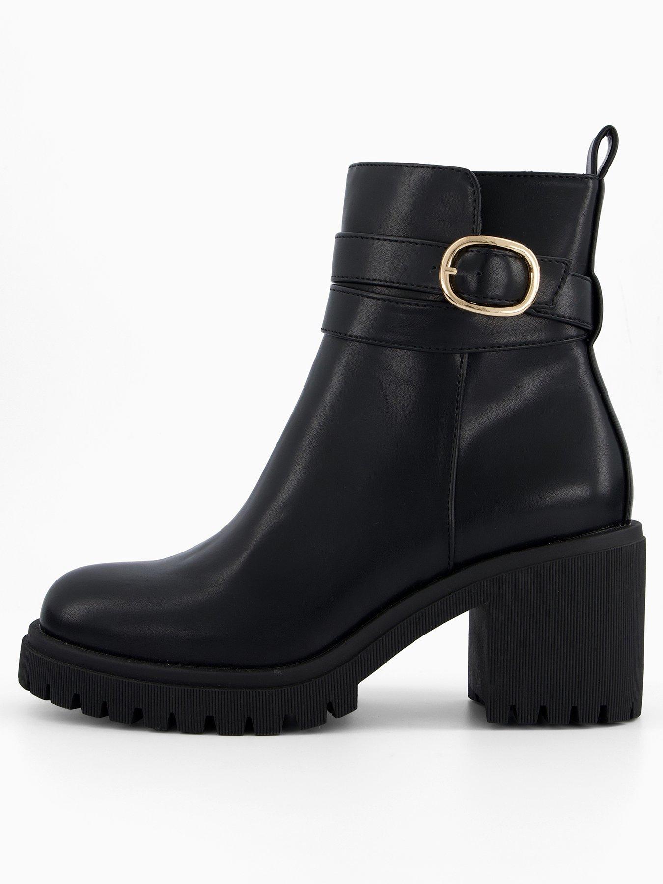 V by Very Wide Fit Block Heel Chunky Chelsea Ankle Boot - Black | Very