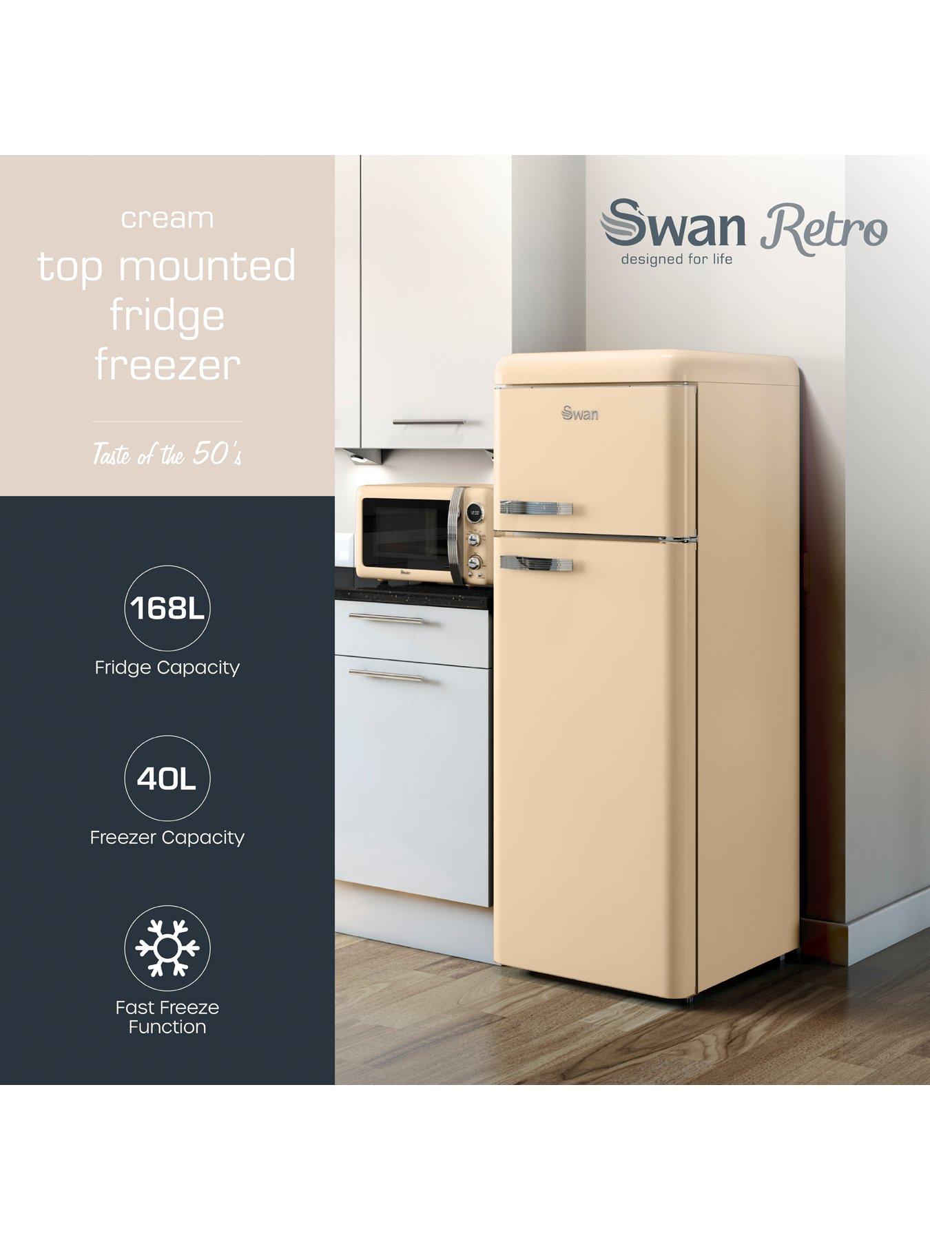 Swan SR11010CNE Retro Cream Top Mounted Fridge Freezer 208L | Very