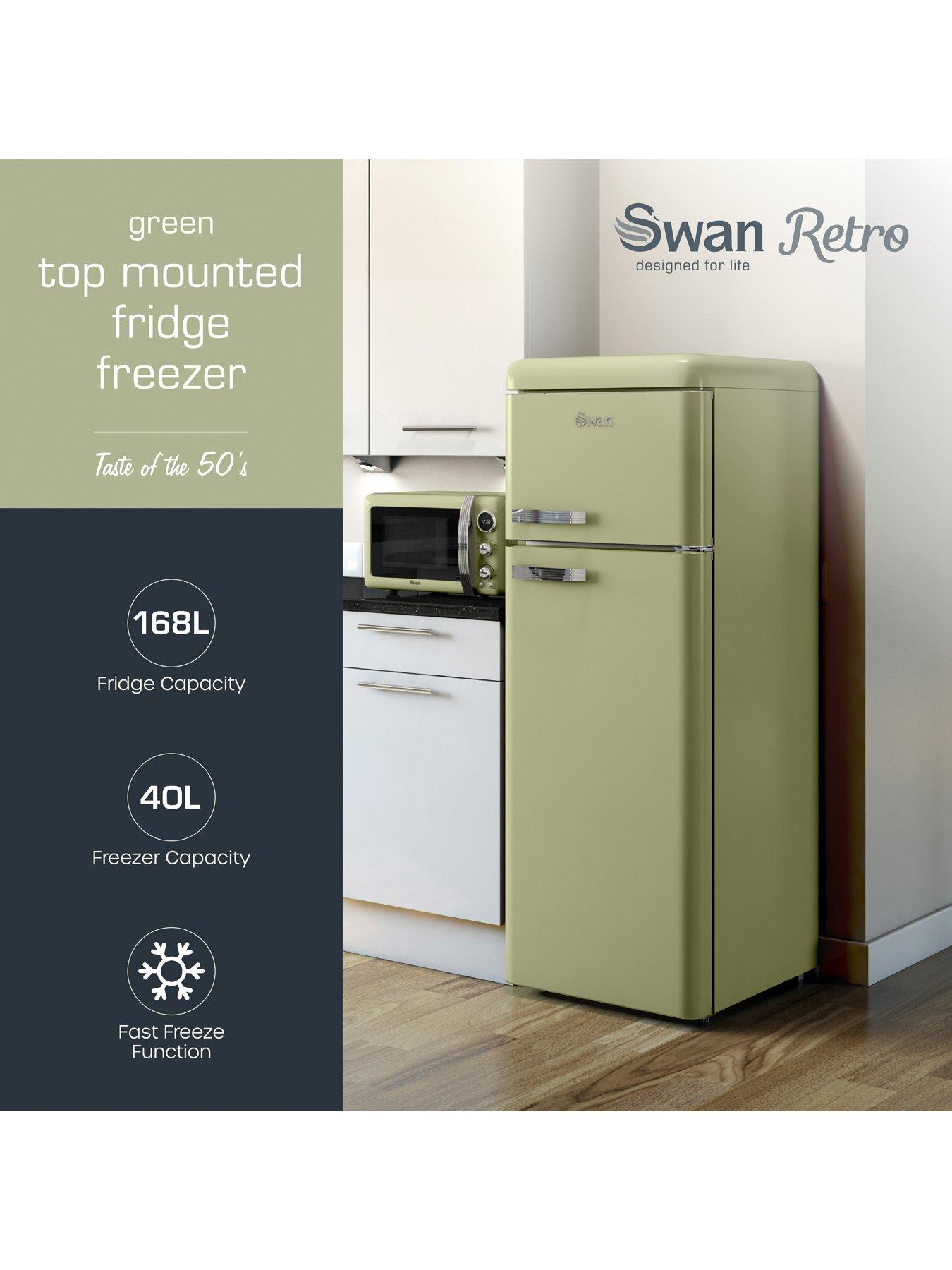Swan SR11010GNE Retro Green Top Mounted Fridge Freezer 208L | Very