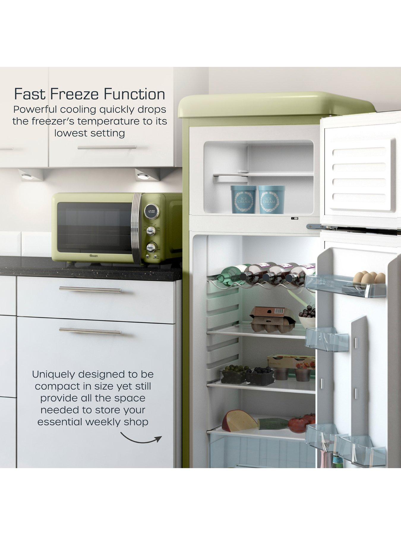 Swan SR11010GNE Retro Green Top Mounted Fridge Freezer 208L | Very