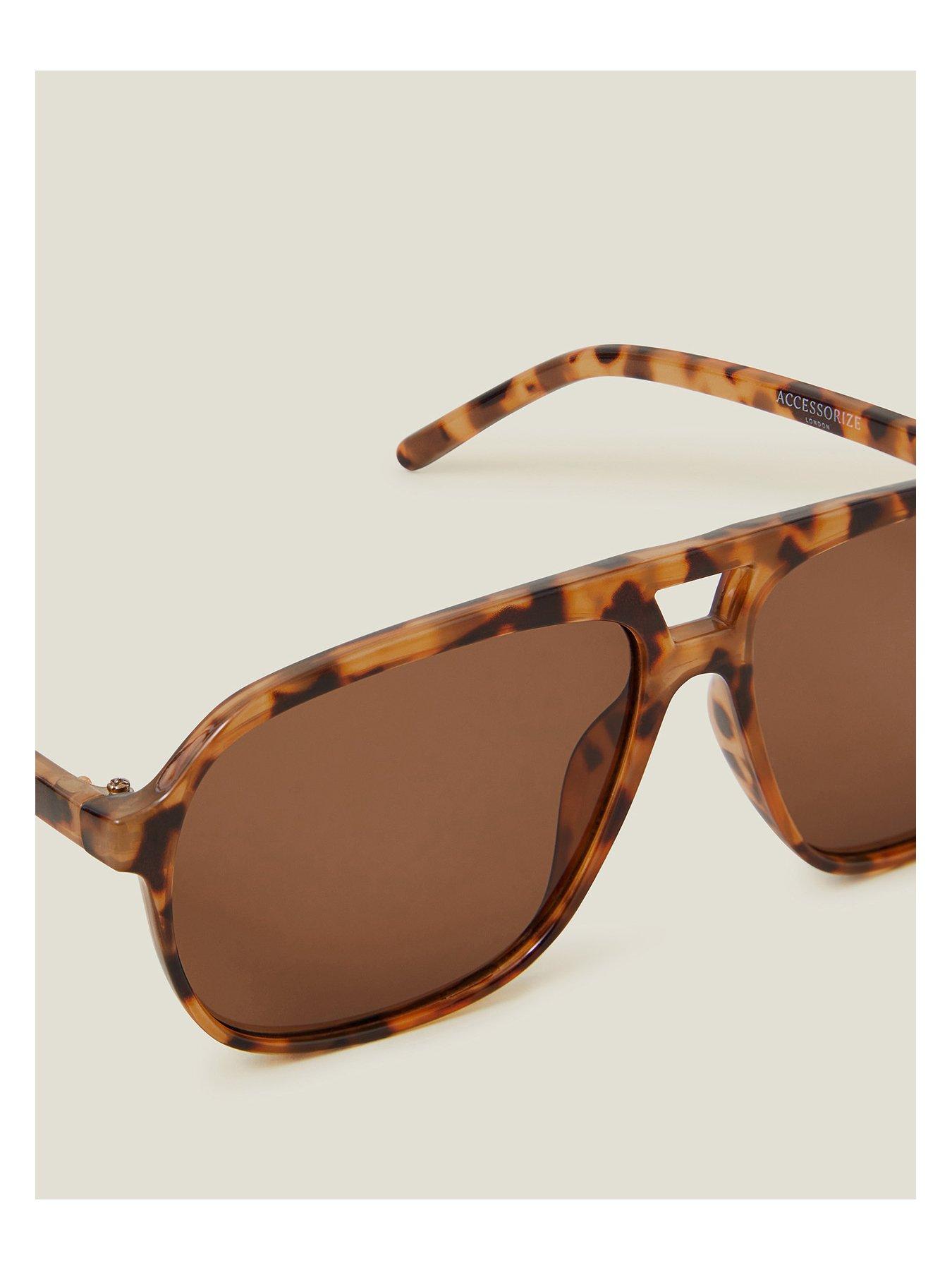 Accessorize Tort Resin Retro Aviator Sunglasses - Tortoise Shell | Very