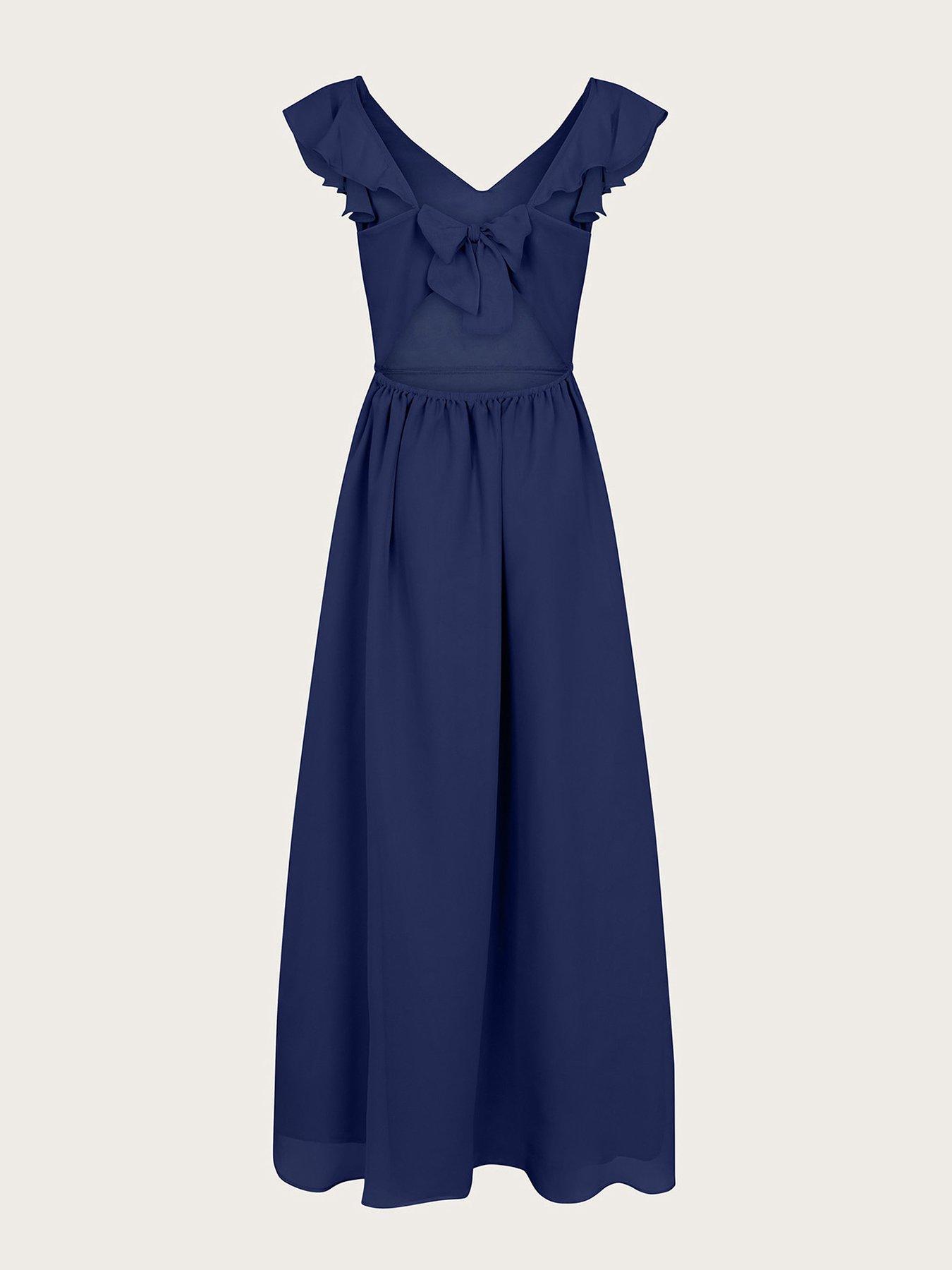 Monsoon Girls Indie Tie Back Prom Dress - Navy | Very