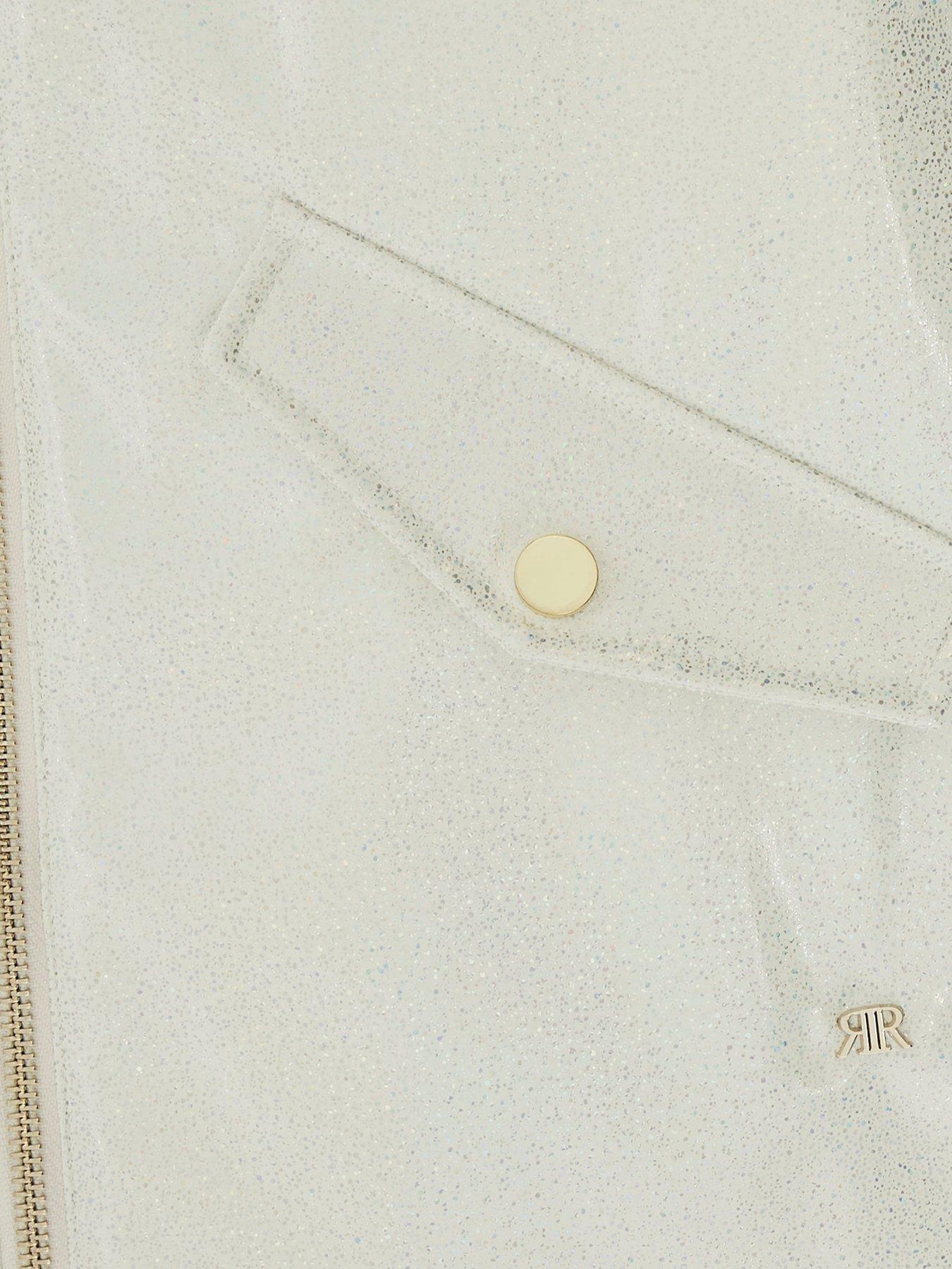 River Island Girls Glitter Rain Mac - White | Very