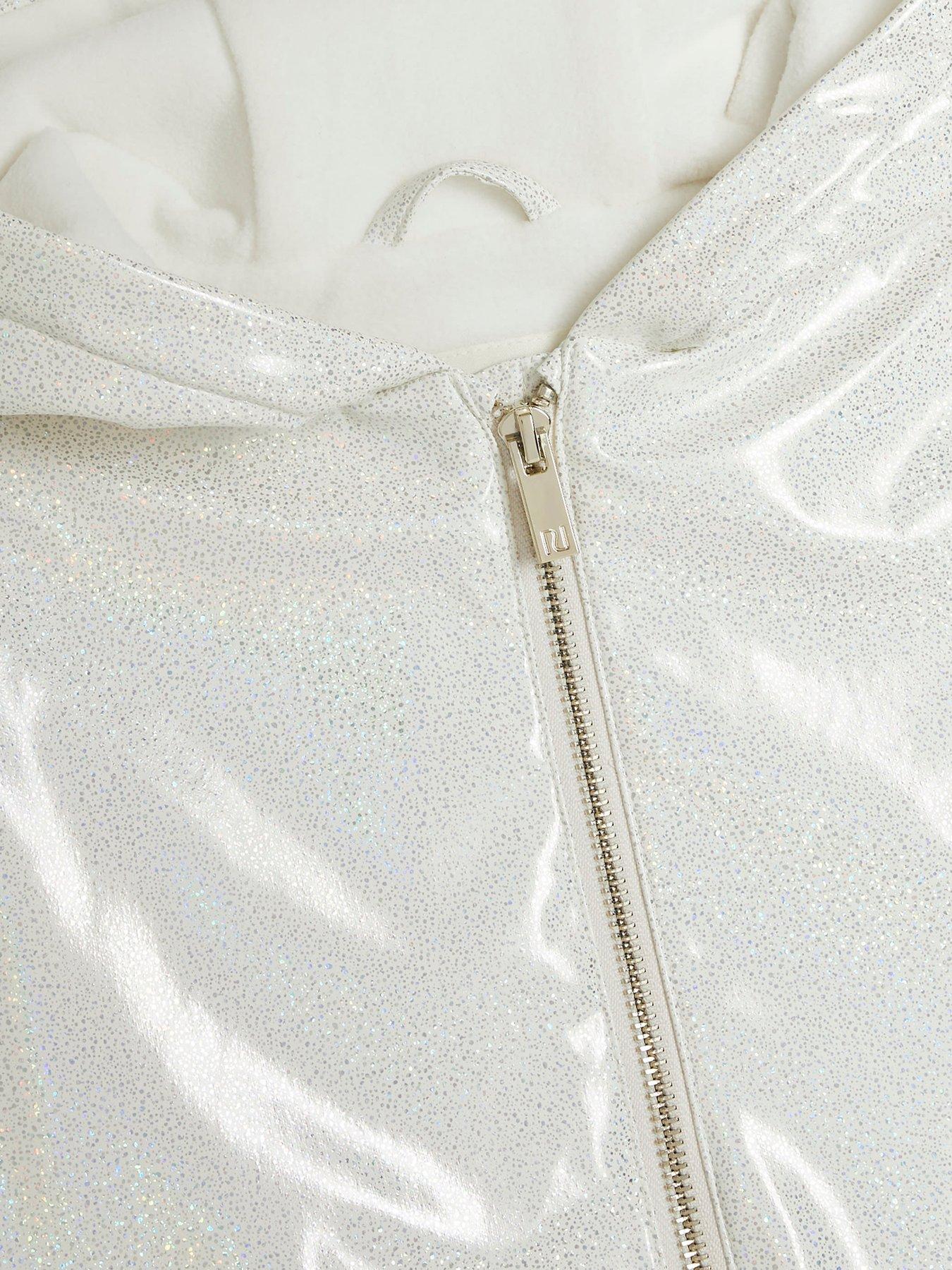River Island Girls Glitter Rain Mac - White | Very