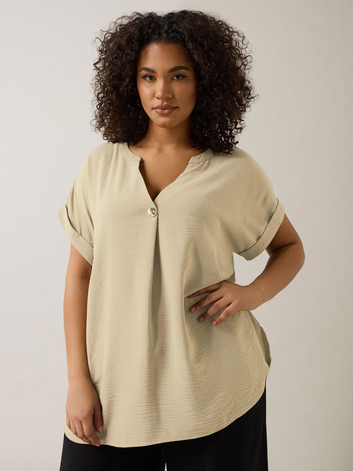 Evans Button Detail Blouse - Natural | Very