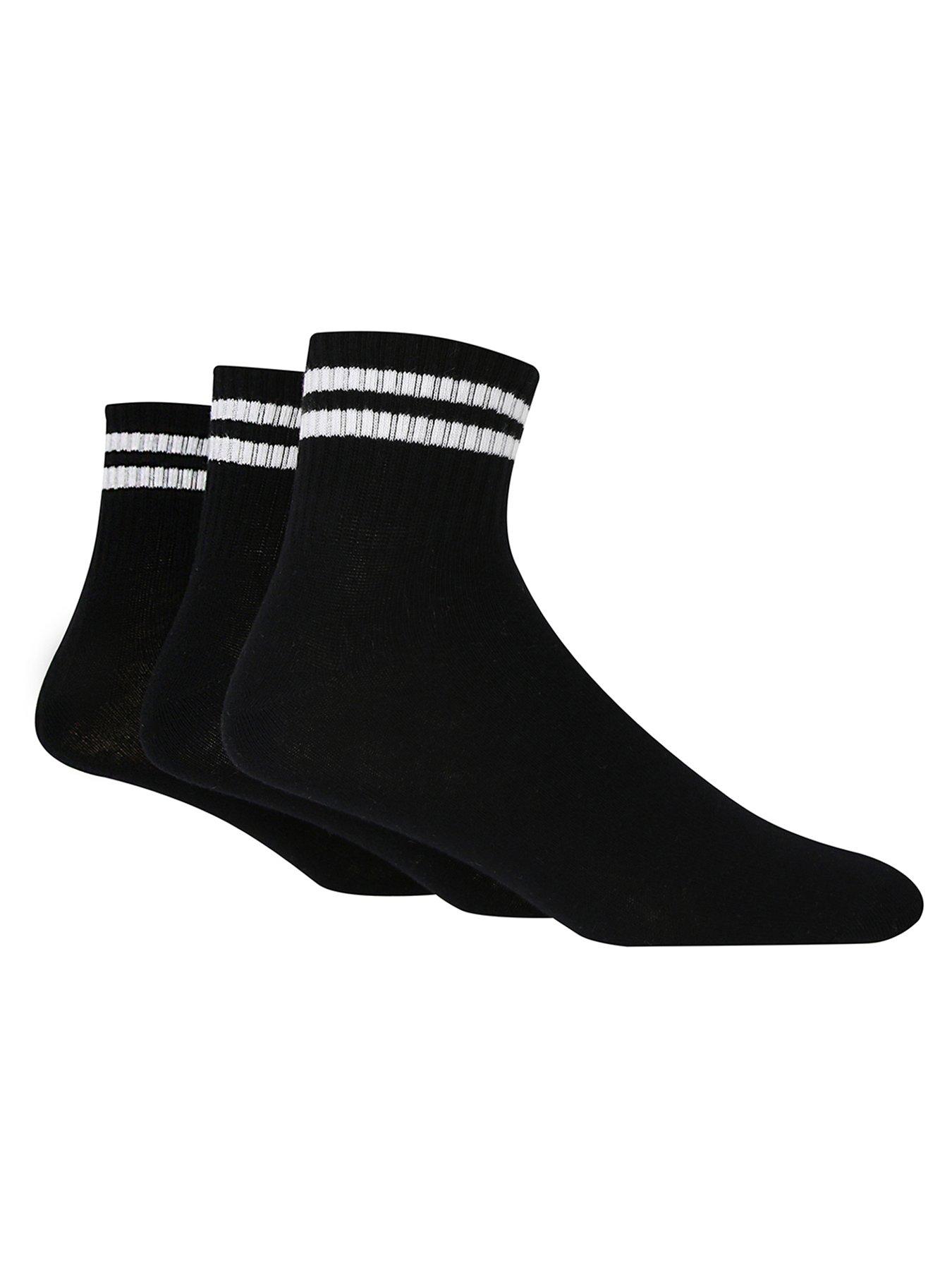 Wild Feet 3 Pack Mid Length Sports Ankle Socks - Black | Very