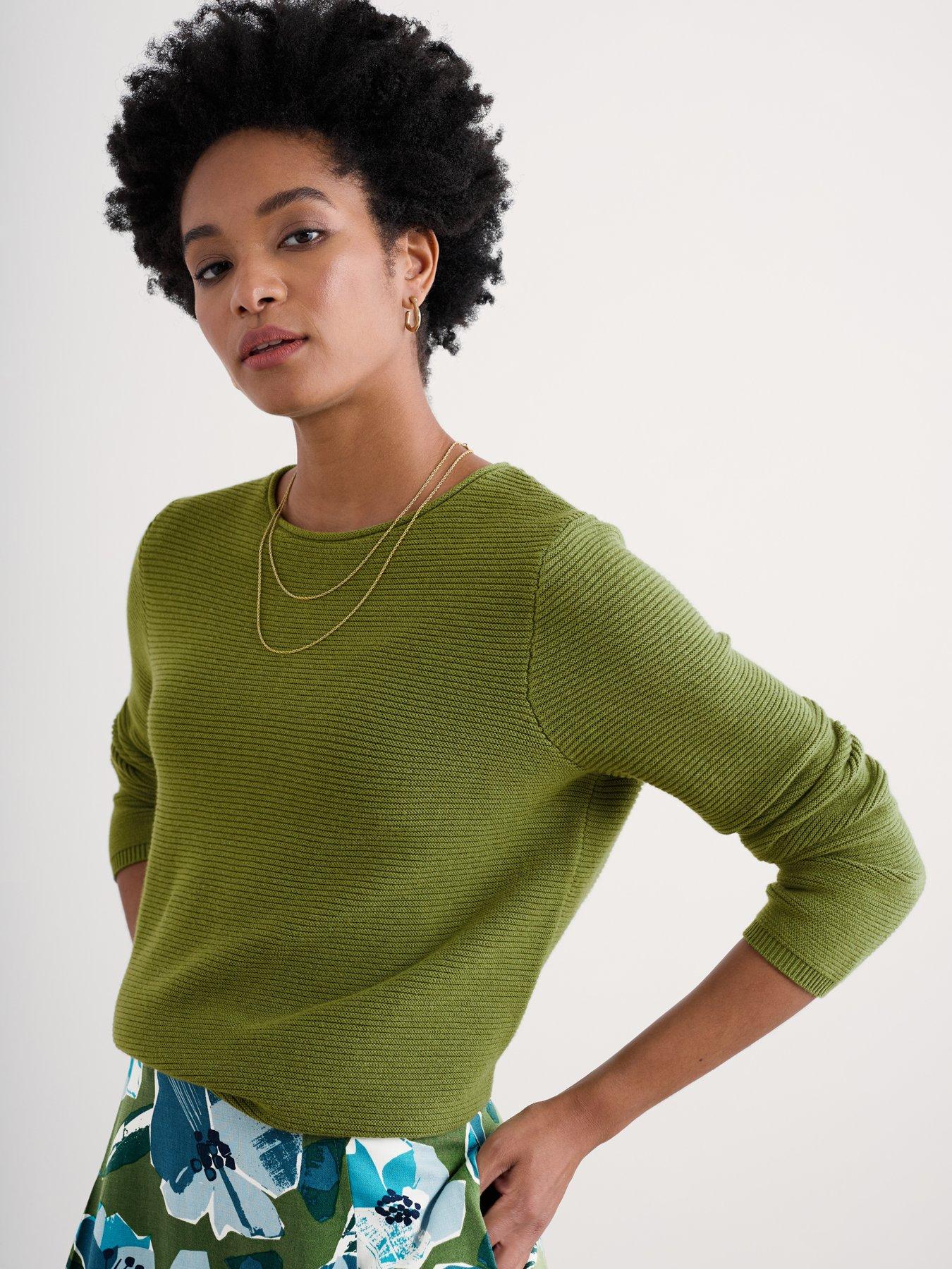 Seasalt Cornwall Textured Crew Neck Jumper - Green | Very
