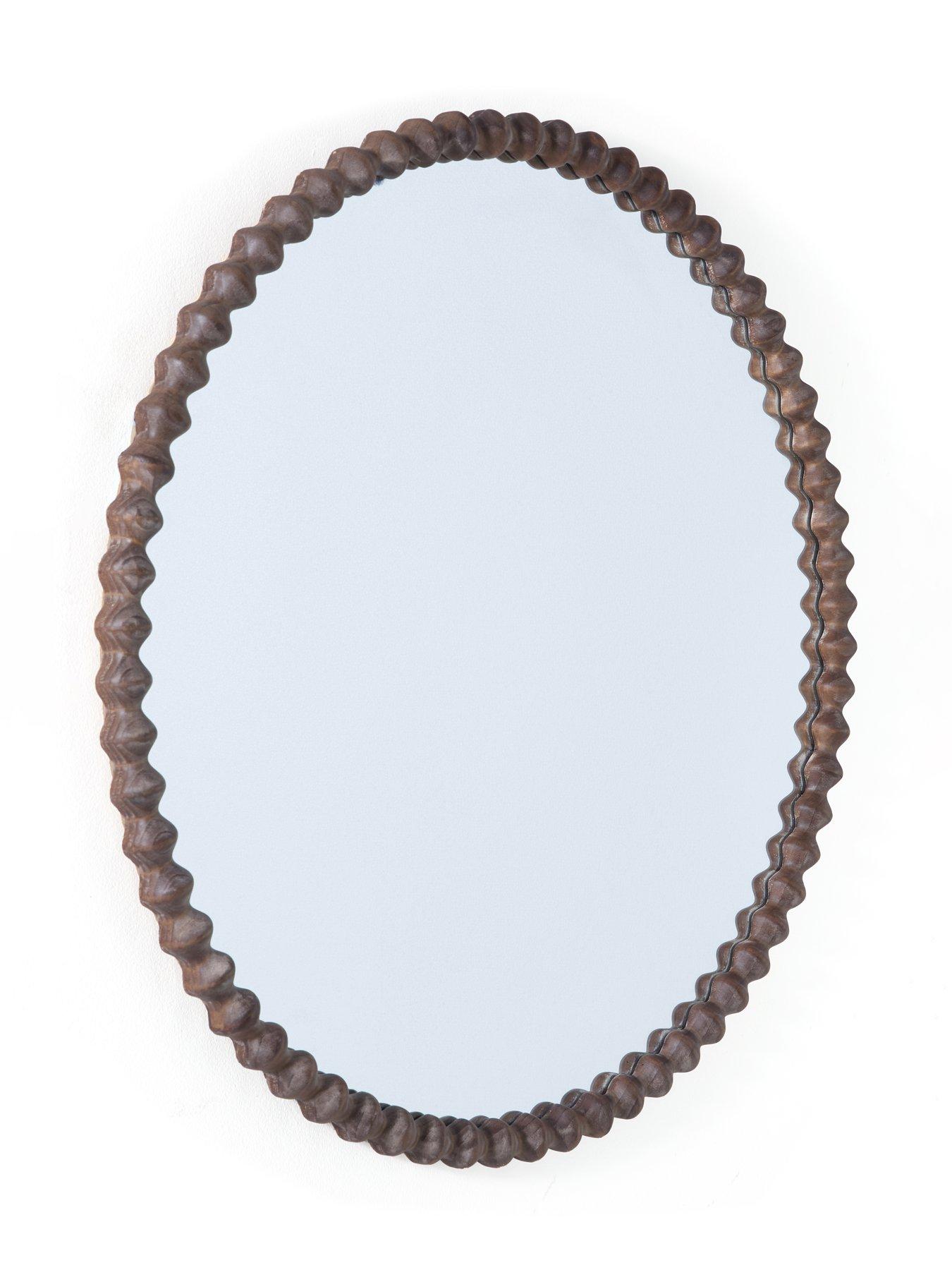 Very Home Round Wooden Bobbin Mirror 80cm | Very