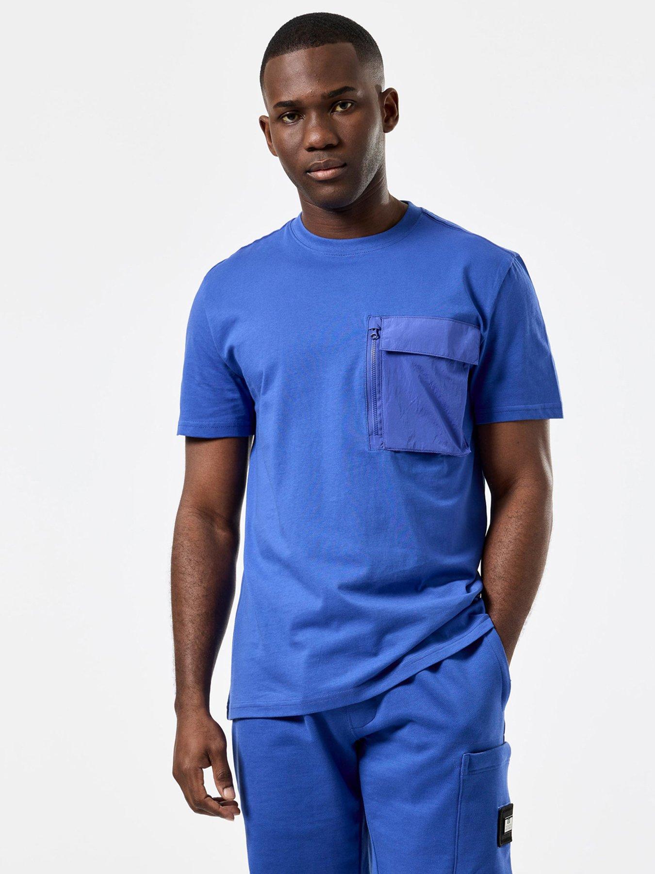 Weekend Offender Takaji Overlay Pocket T-Shirt - Blue | Very