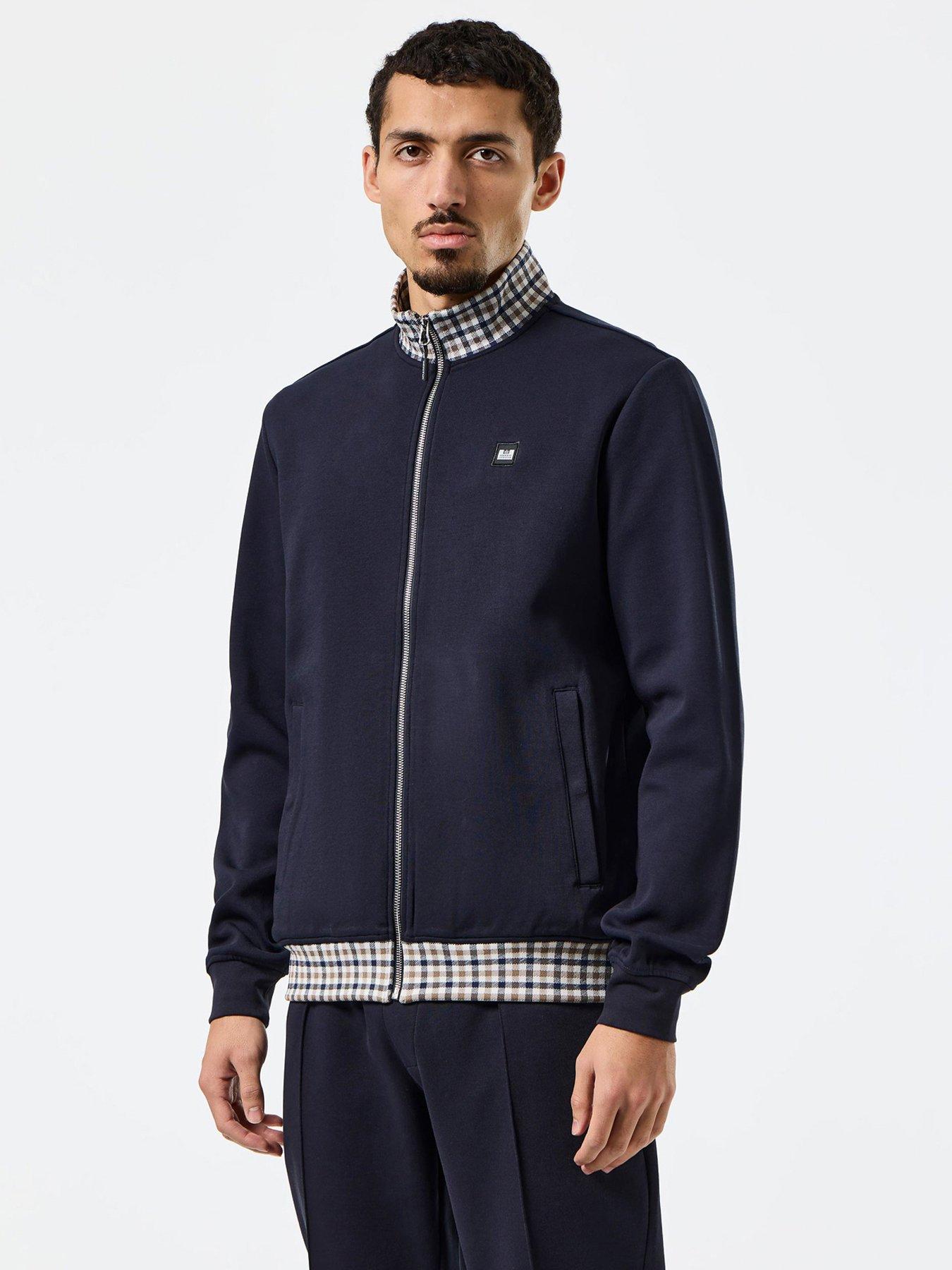 Weekend Offender Alameda Jacquard Check Track Jacket - Navy | Very