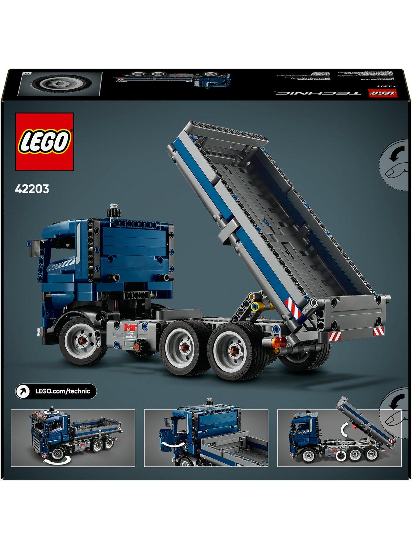 LEGO Technic Tipping Dump Truck Toy, Blue Construction Vehicle Set ...