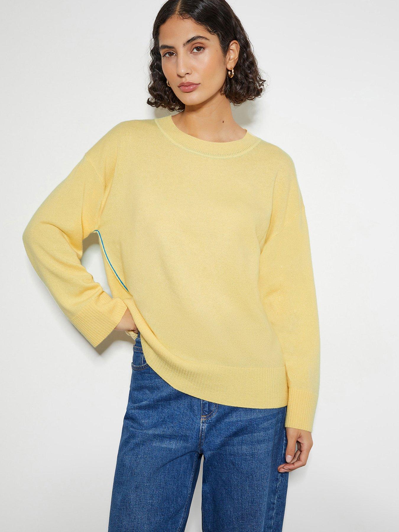 Monsoon Cindy Cashmere Crewneck Sweater - Yellow | Very