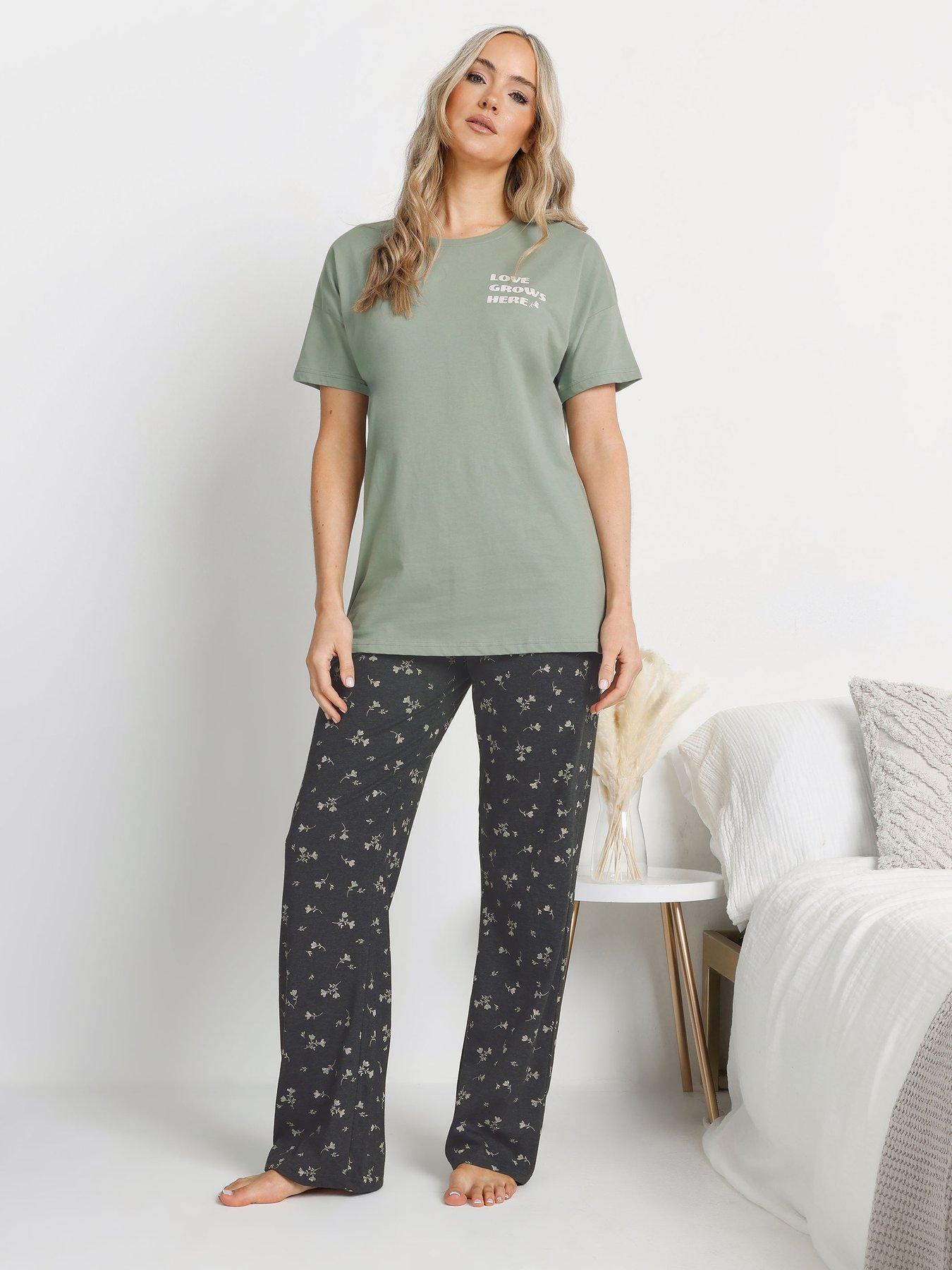 Long Tall Sally Love Grows Here Wide Leg Pj Set - Green | Very
