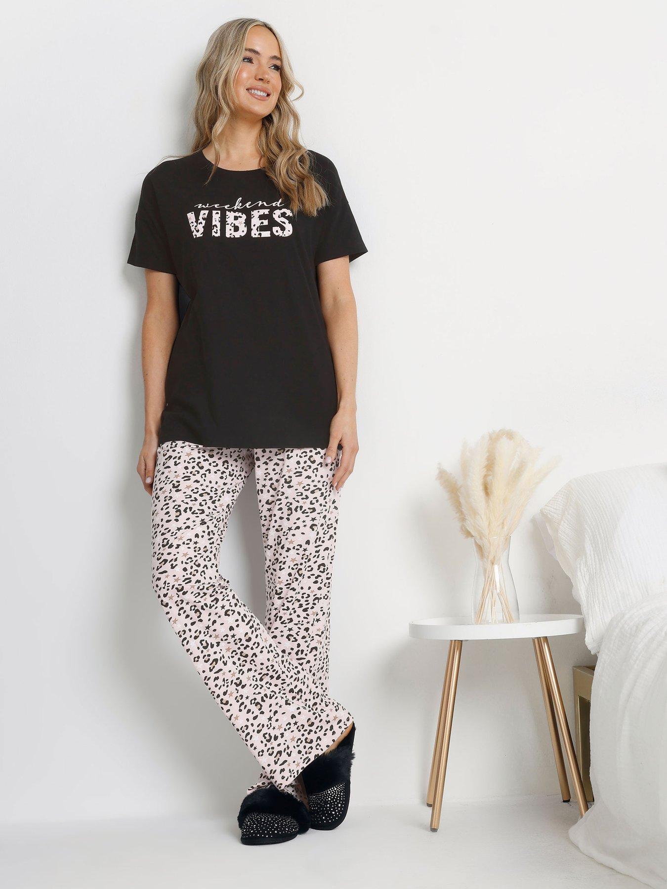 Long Tall Sally Weekend Vibes Wide Leg Pj Set - Black | Very