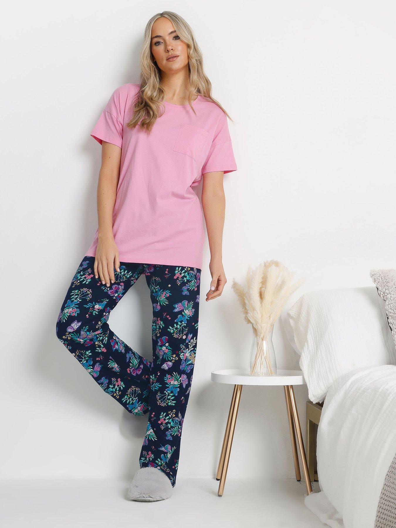 Long Tall Sally Butterfly Wide Leg Pj Set - Pink | Very