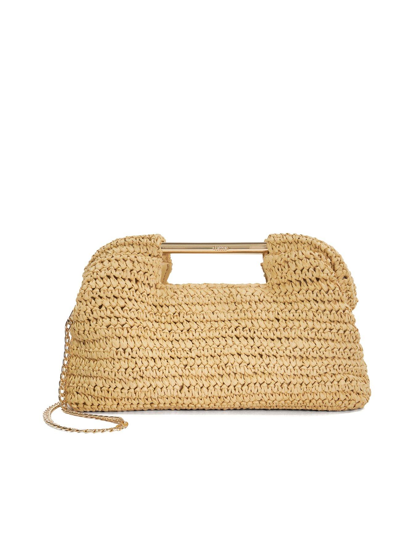 Dune London Elsabeth Raffia Bag With Gold Handles - Natural | Very