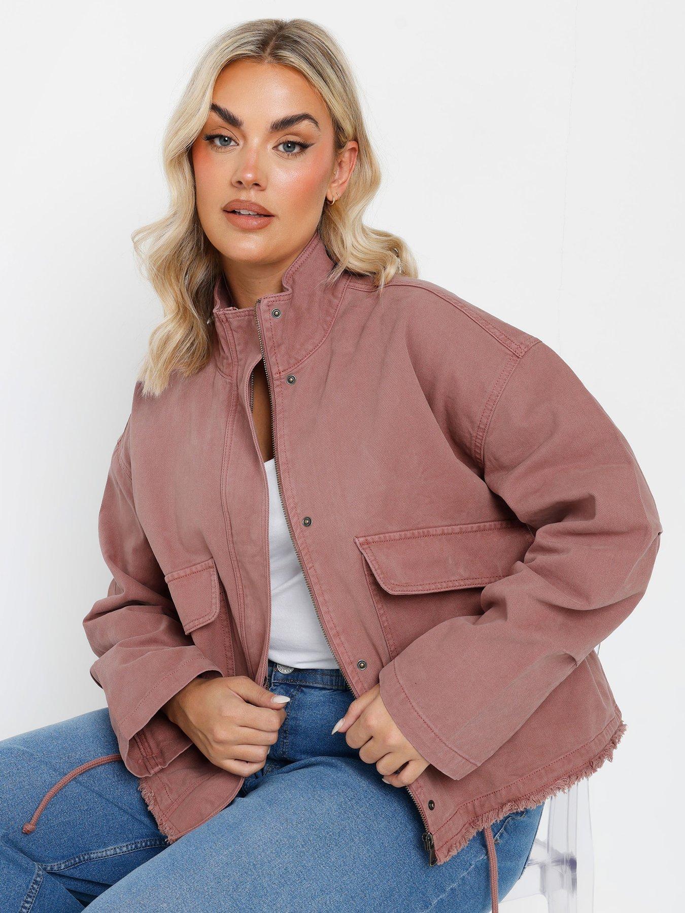 Yours Curve Twill Drop Shoulder Jacket - Pink | Very