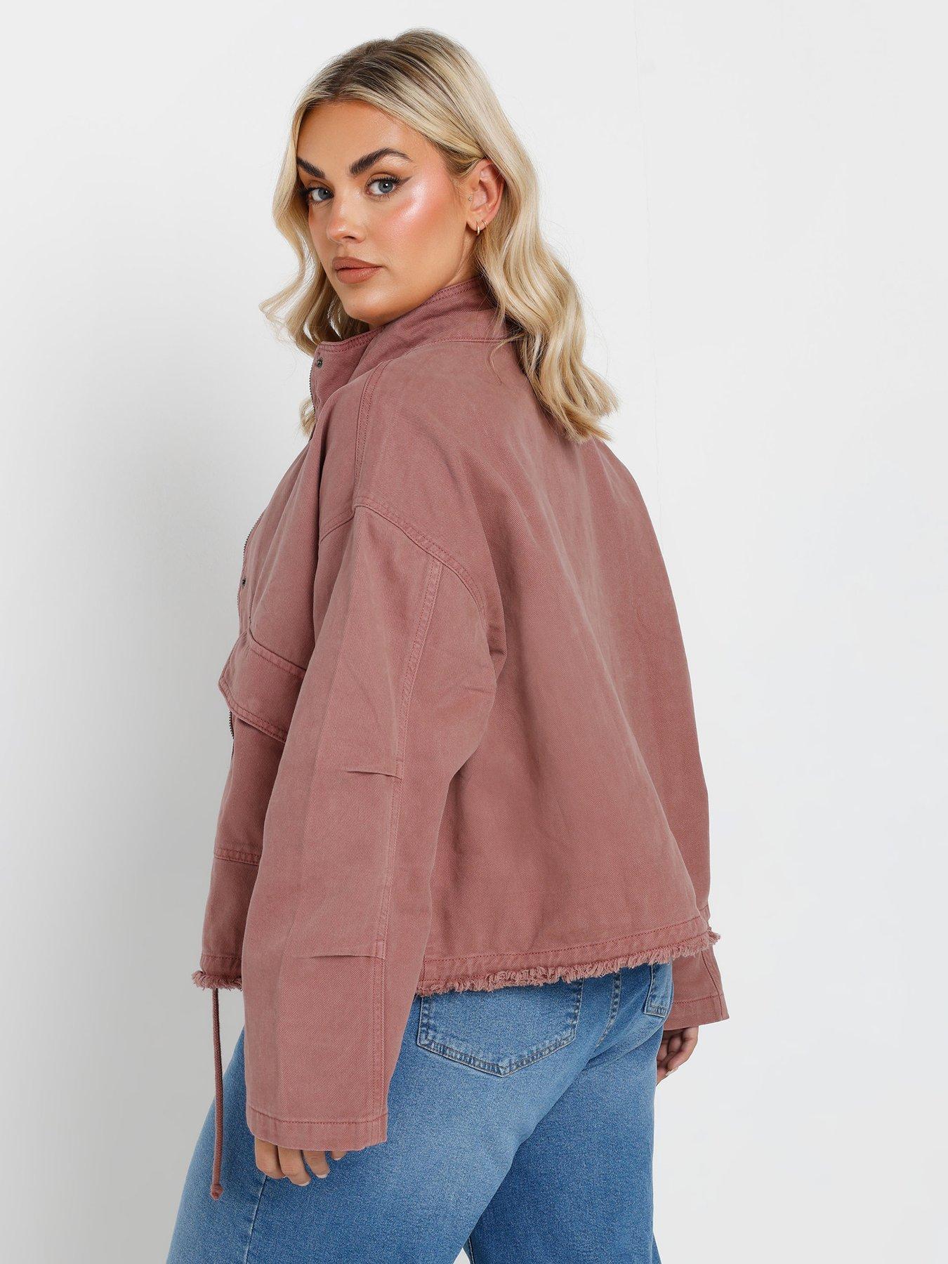 Yours Curve Twill Drop Shoulder Jacket - Pink | Very