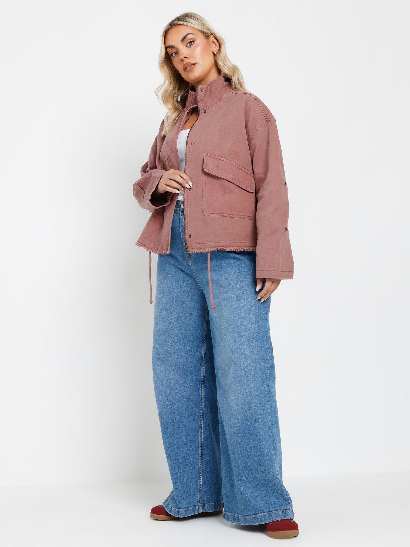 Yours Curve Twill Drop Shoulder Jacket - Pink | Very