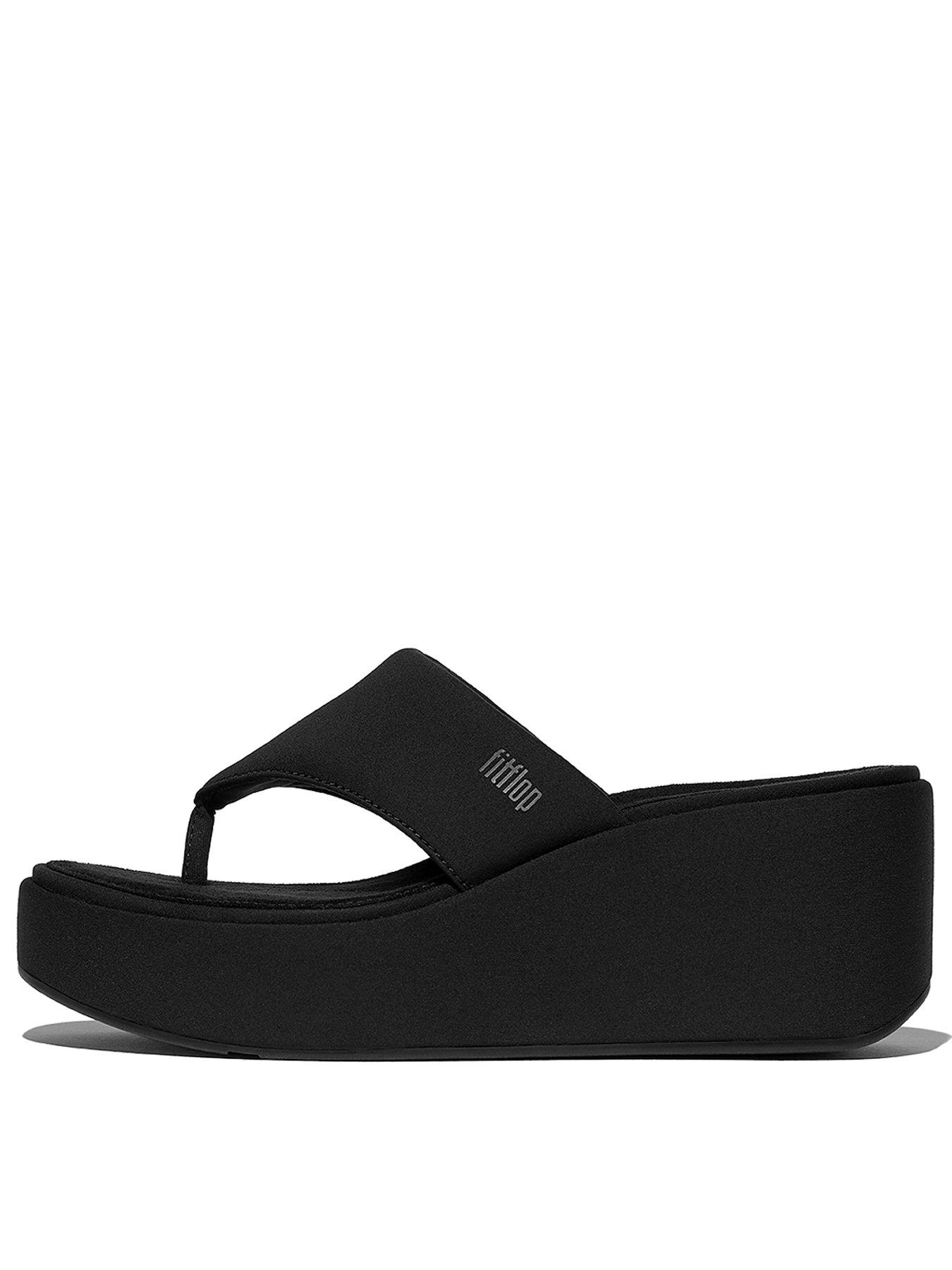 FitFlop Platfforms Wedge Toe-post Sandals - All Black | Very