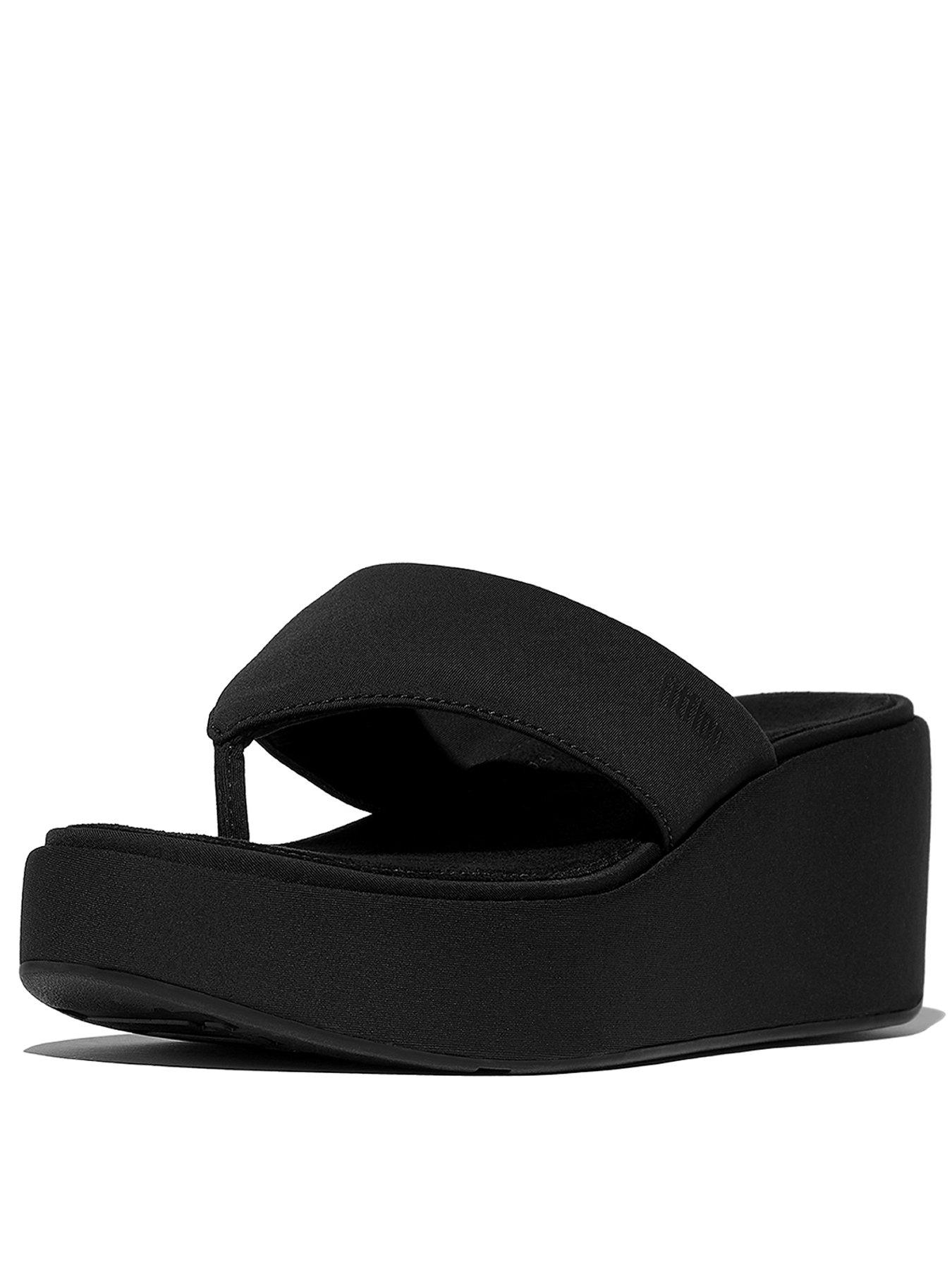 FitFlop Platfforms Wedge Toe-post Sandals - All Black | Very