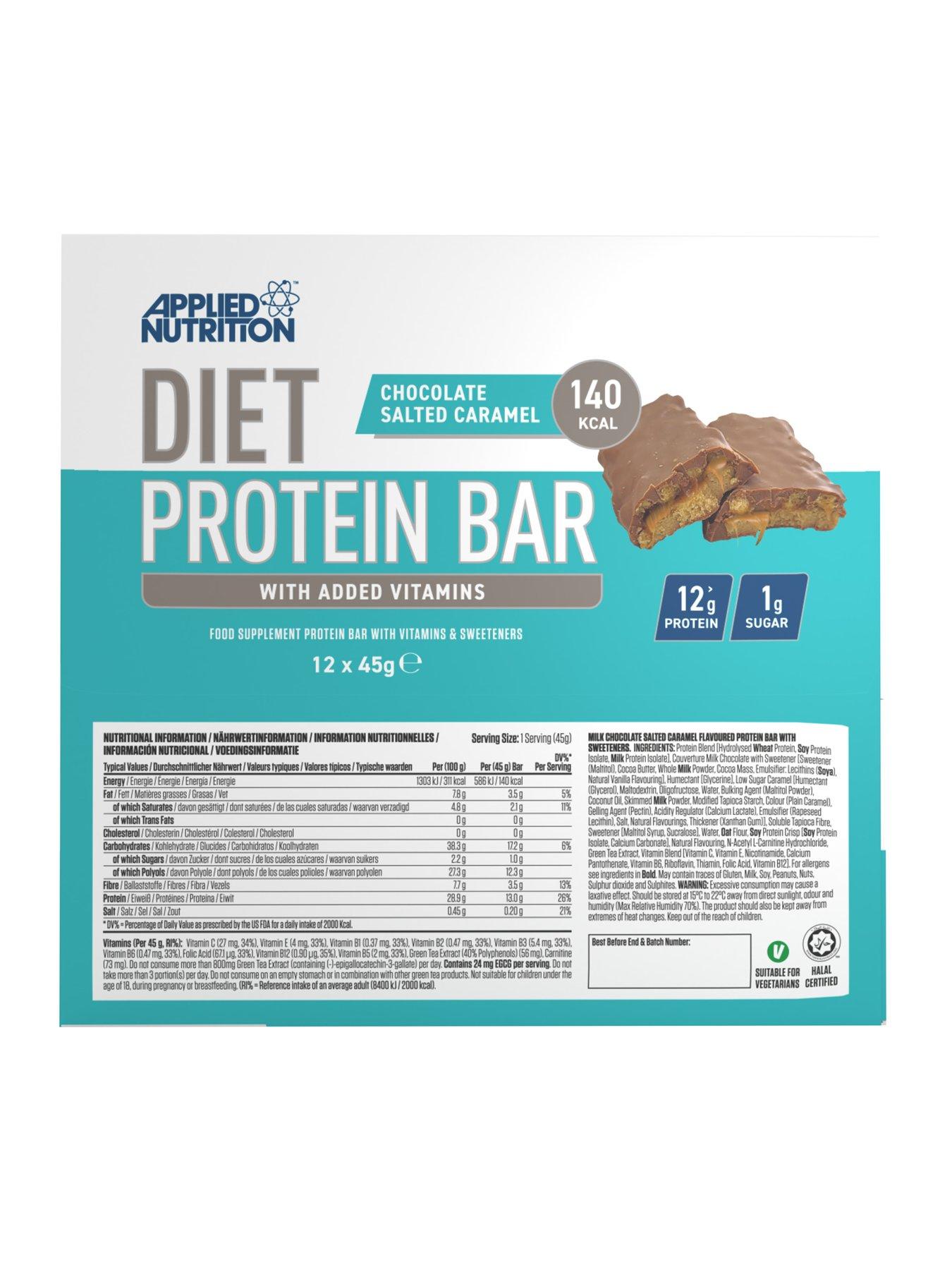 Applied Nutrition DIET PROTEIN BAR CHOCOLATE SALTED CARAMEL (12 x 45g ...