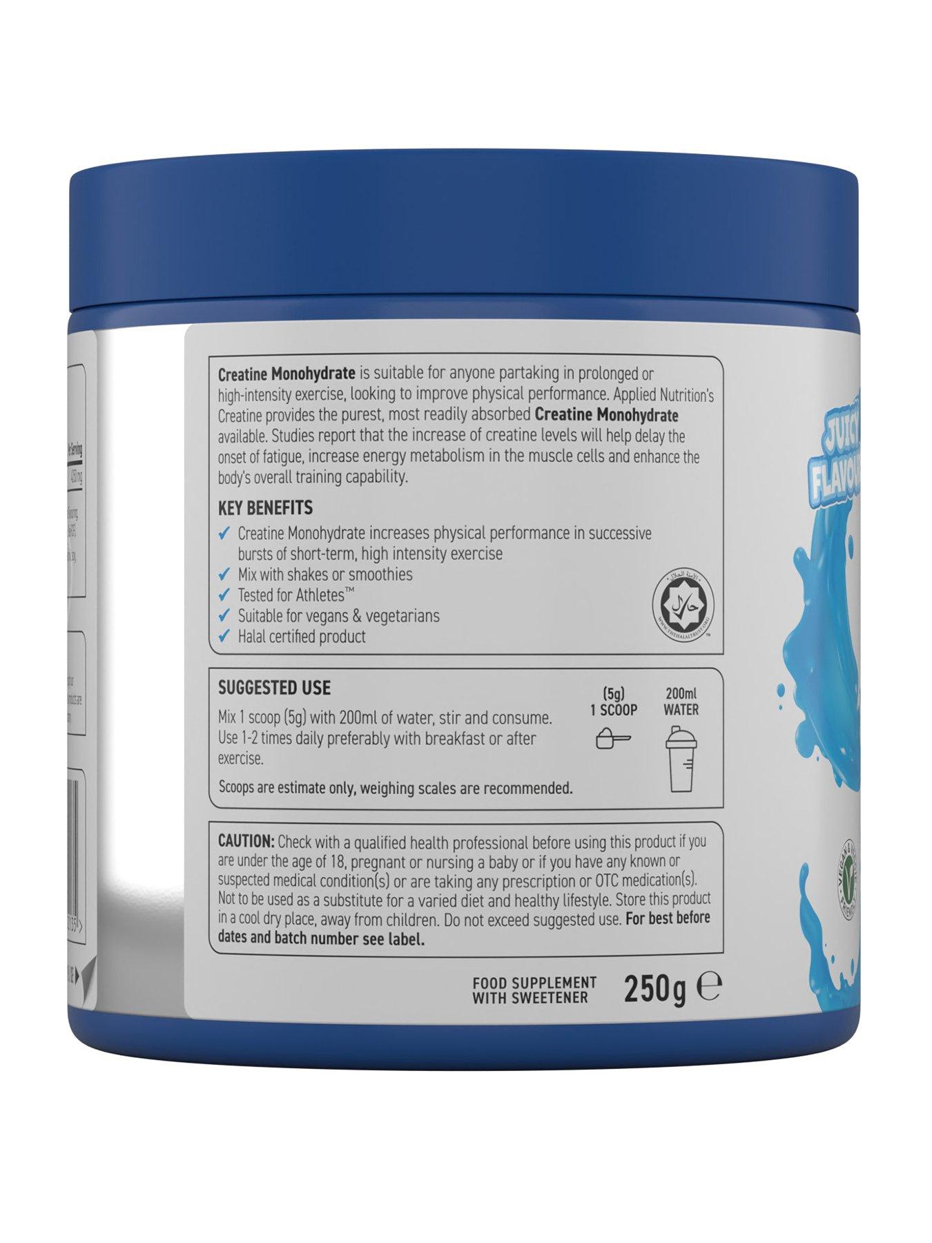 Applied Nutrition Creatine Monohydrate - 250g, 50 Servings, Icy Blue ...