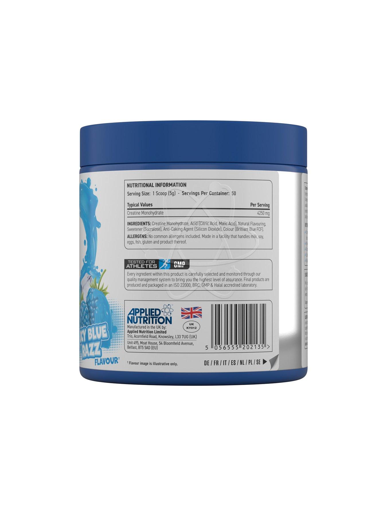 Applied Nutrition Creatine Monohydrate - 250g, 50 Servings, Icy Blue ...