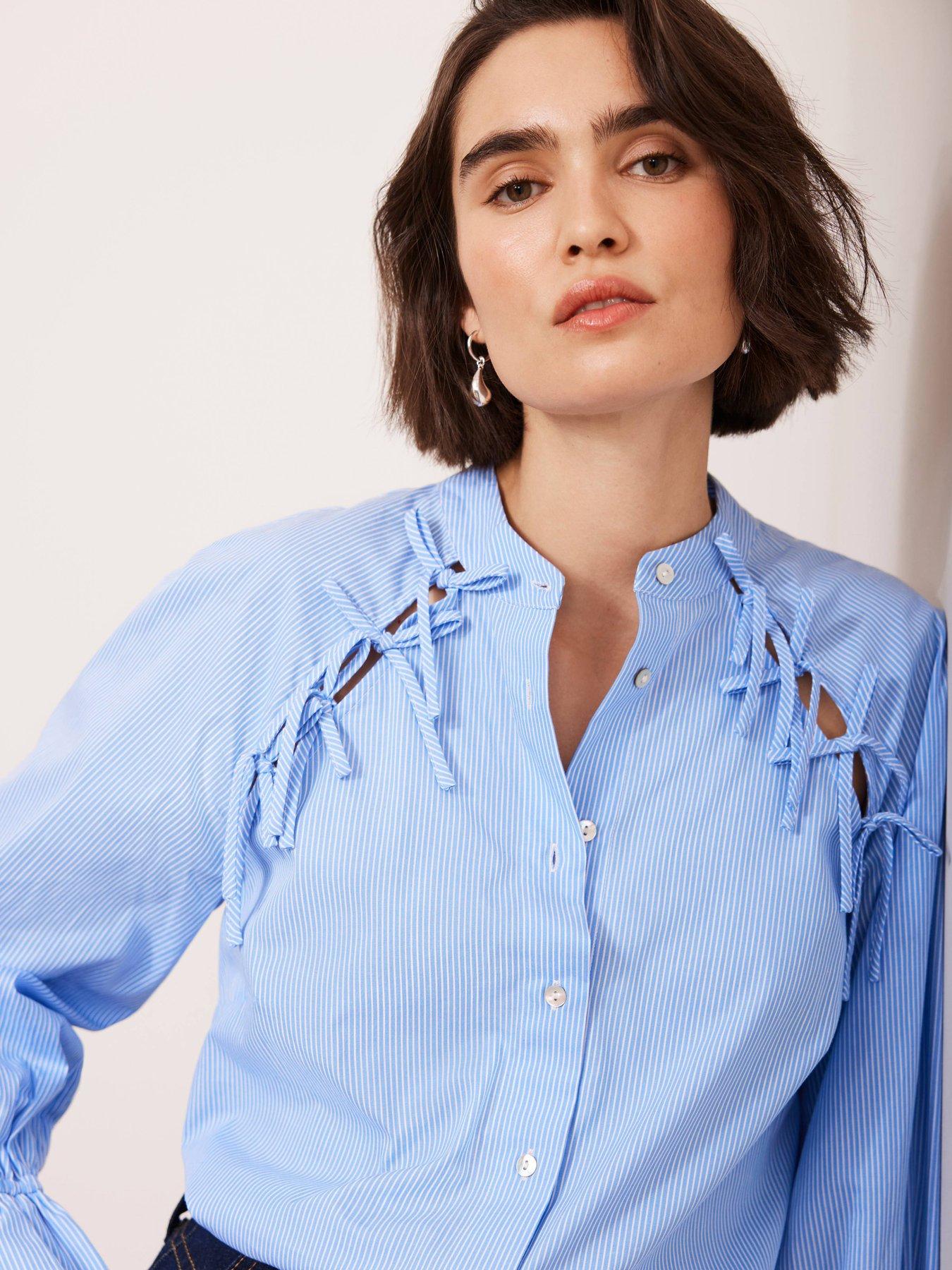 Mint Velvet Striped Tie Detail Shirt - Blue | Very