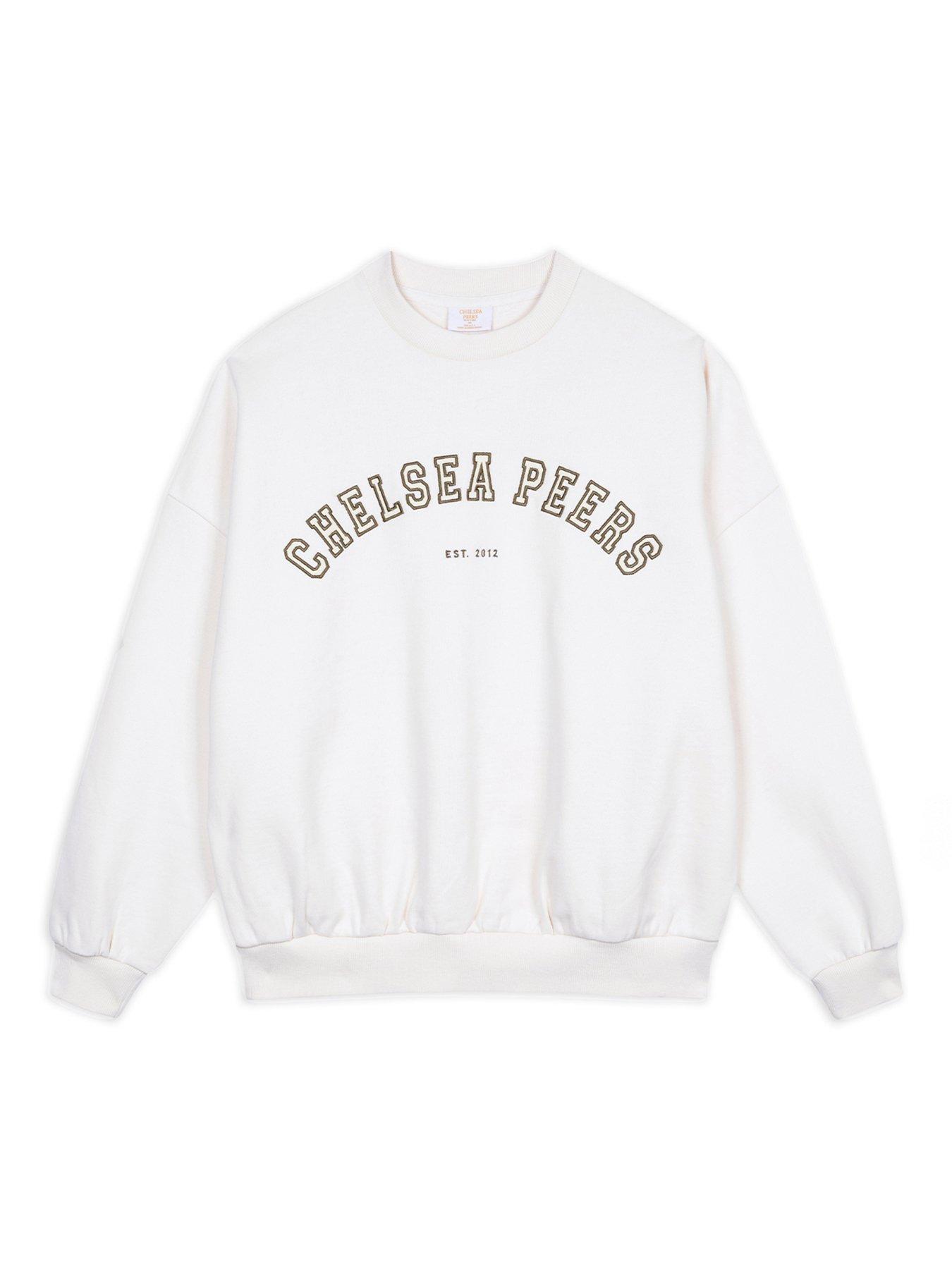 CHELSEA PEERS Branded Crew Neck Sweatshirt - Off White | Very