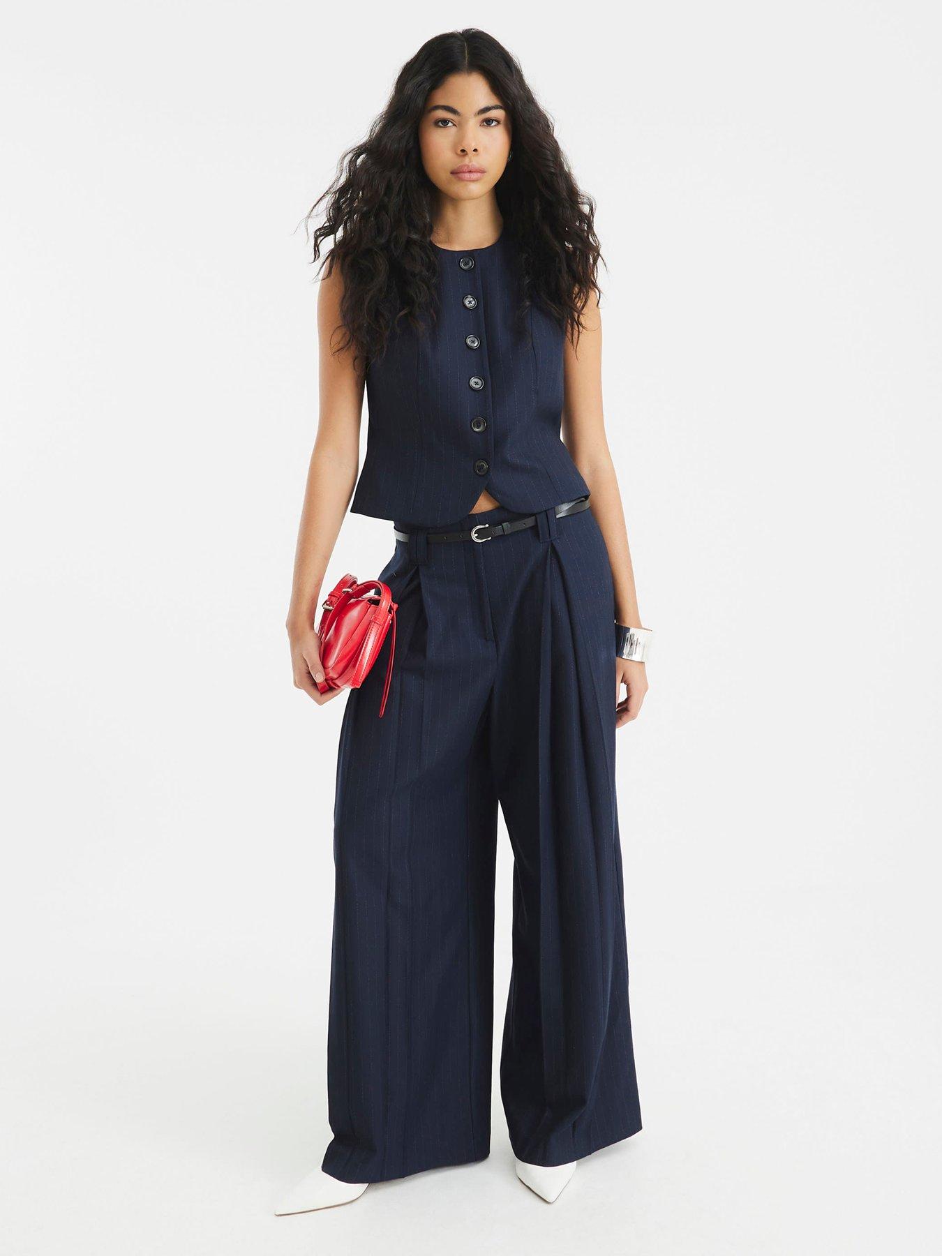 River Island High Neck Fitted Waistcoat - Navy | Very
