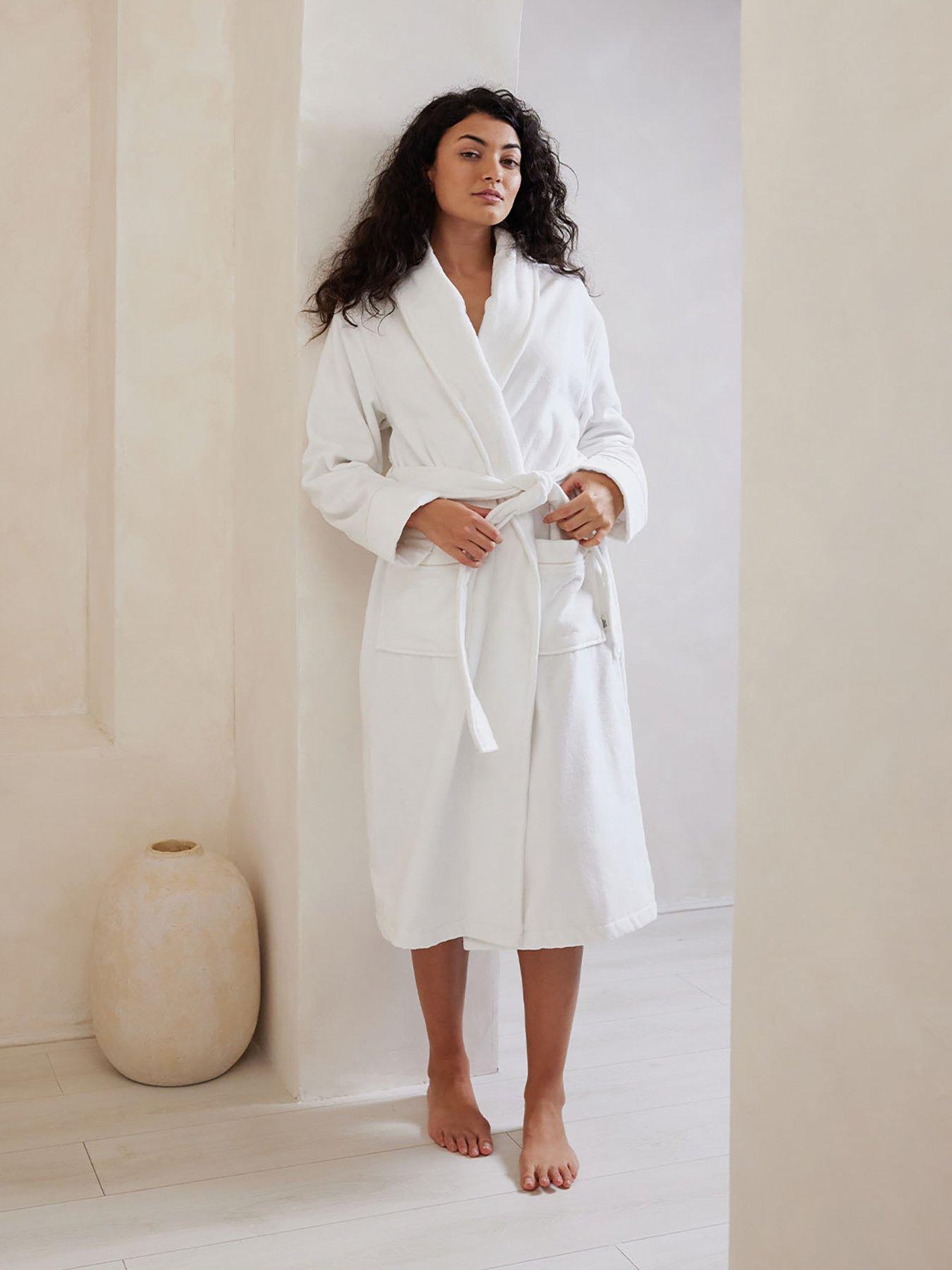 CHELSEA PEERS Chelsea Peers Shawl Collar Towelling Robe - Plain White ...
