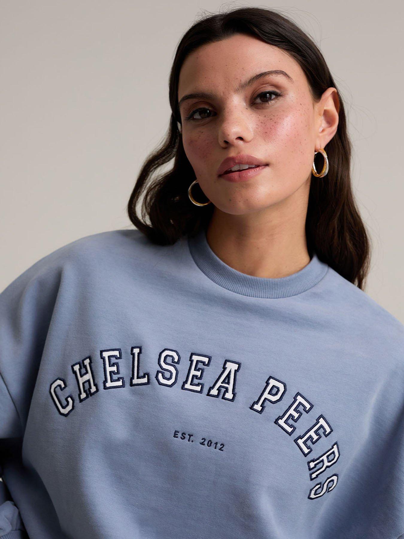 CHELSEA PEERS Branded Crew Neck Sweatshirt - Plain - Blue | Very