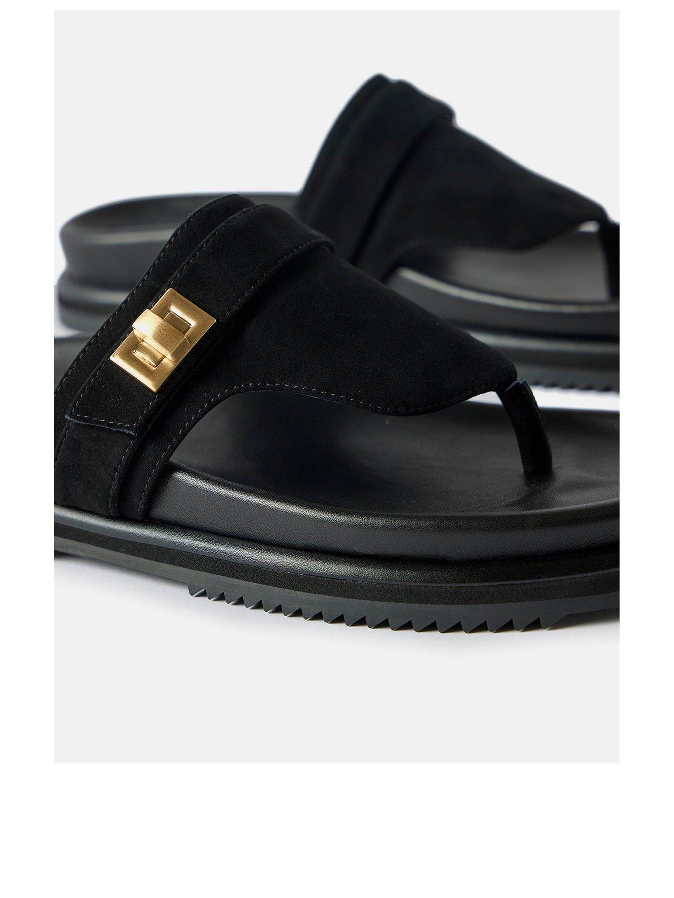 Mint Velvet Suede Chunky Flip Flops - Black | Very