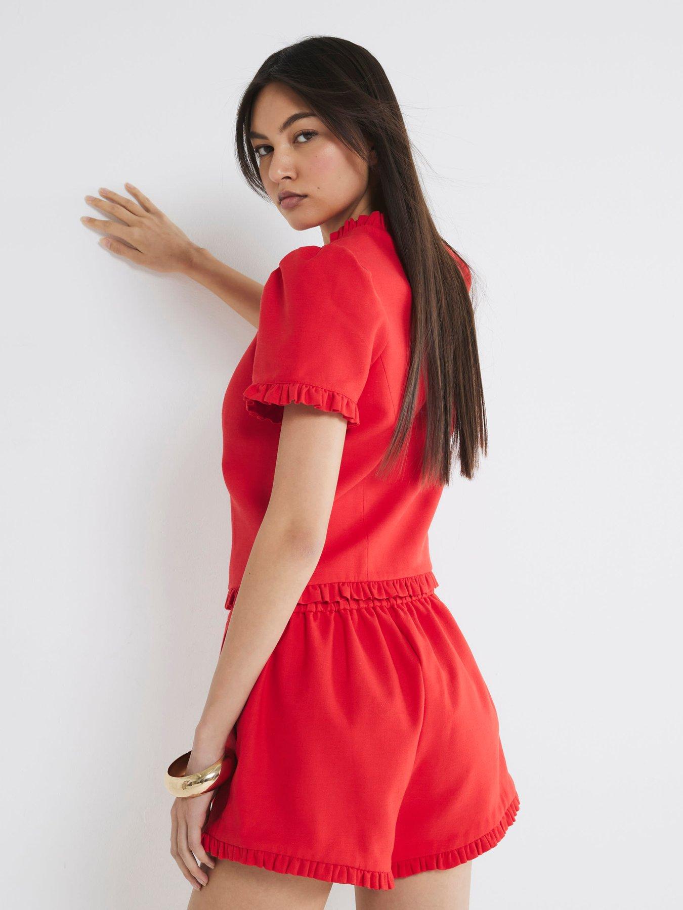 River Island Tailored Frill Short - Red | Very