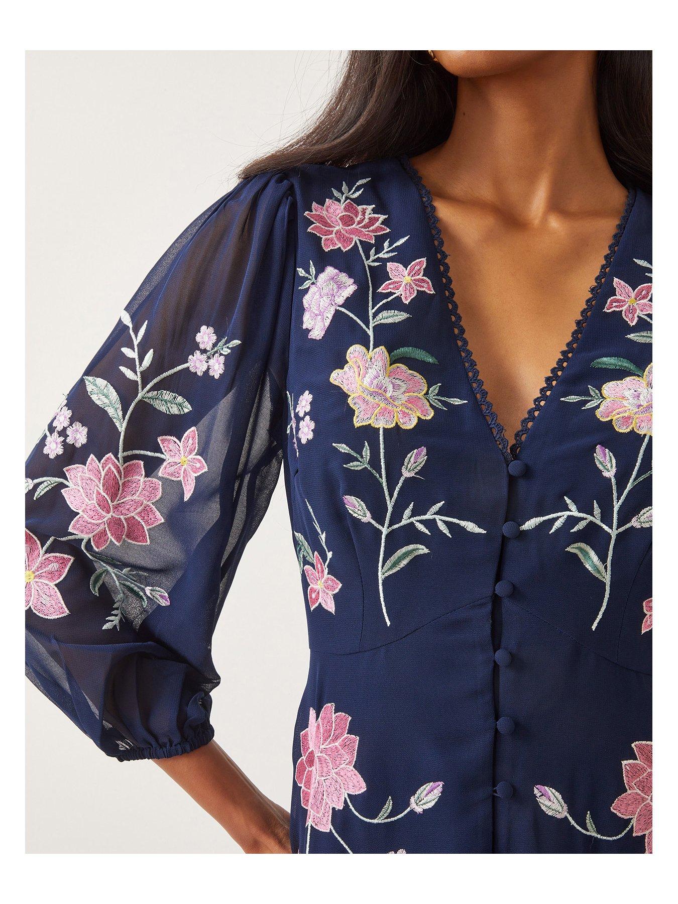 Monsoon Emani Tea Dress - Navy | Very