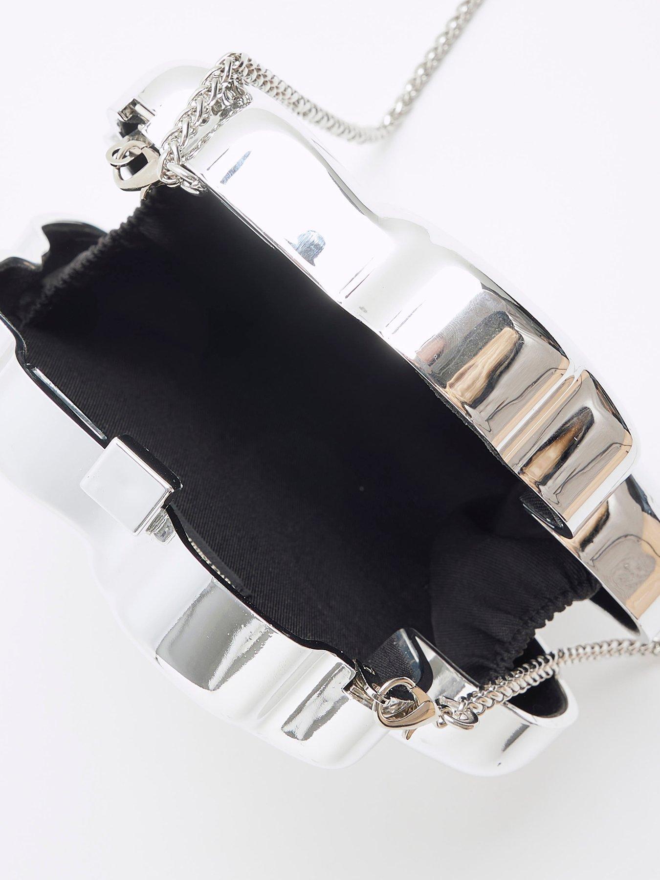 River Island Metal Flower Clutch - Silver | Very