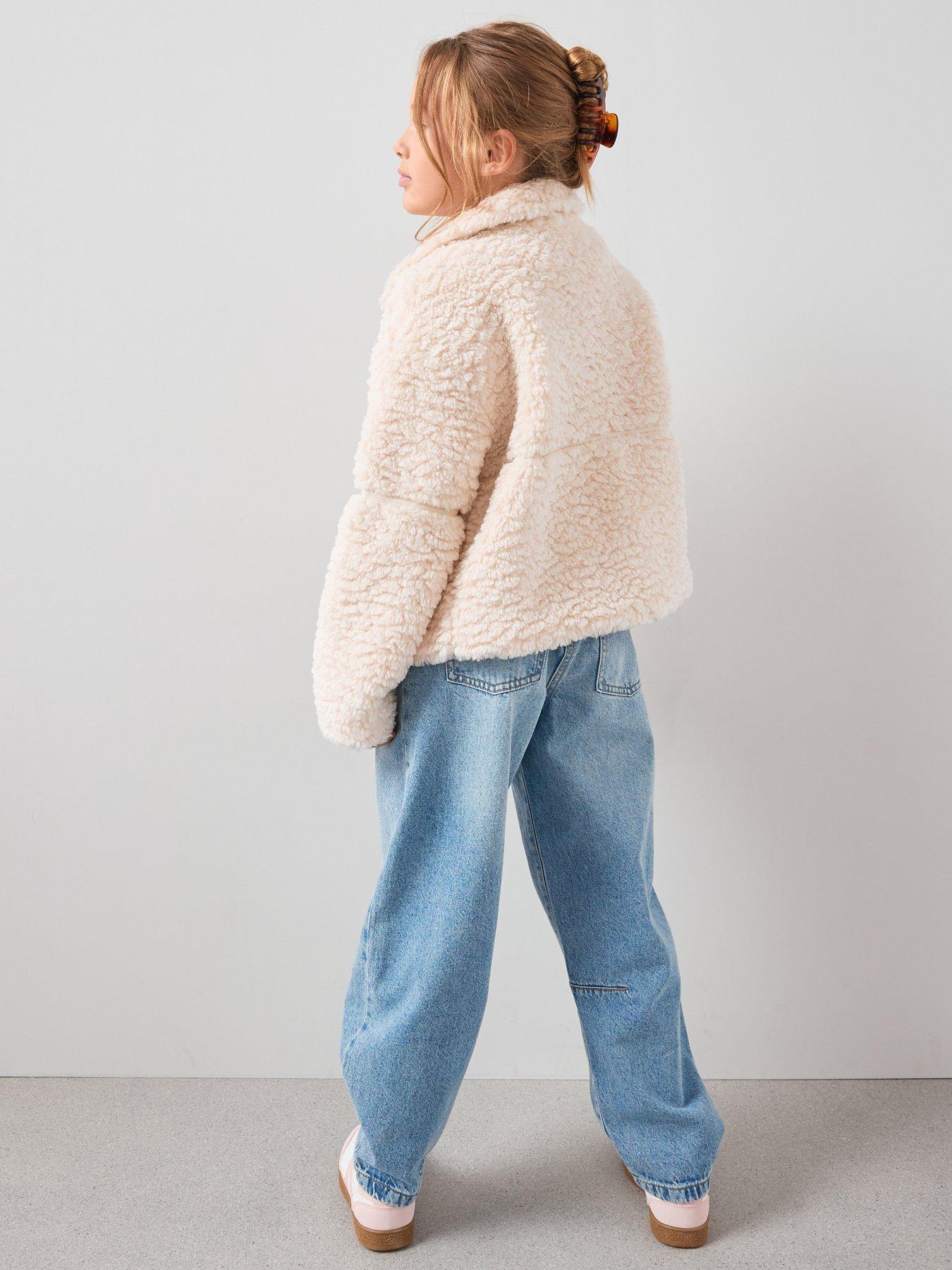 The Very Collection Girls Borg Seam Detailed Coat - Cream | Very