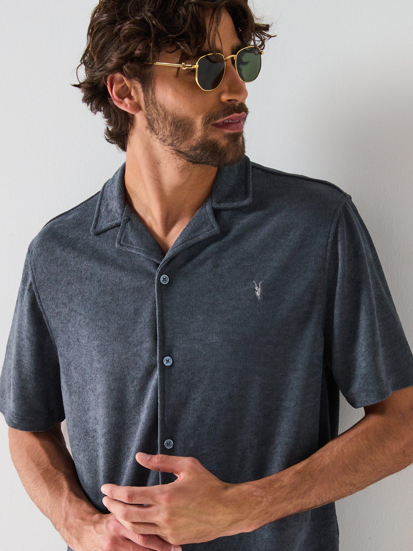 AllSaints All Saints Felix Relaxed Towel Short Sleeve Ramskull Shirt ...