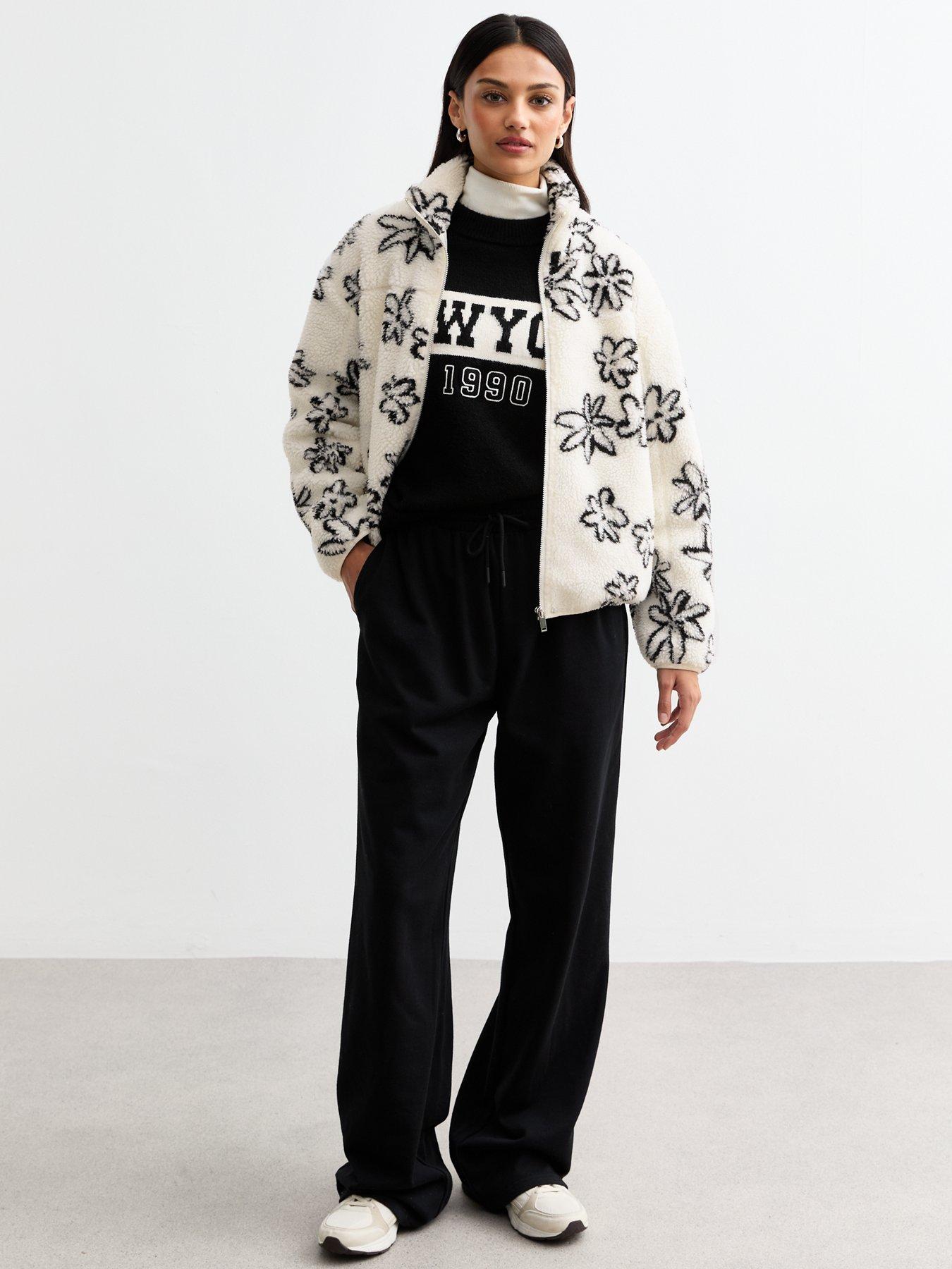 New Look White Daisy Print Borg Jacket | Very