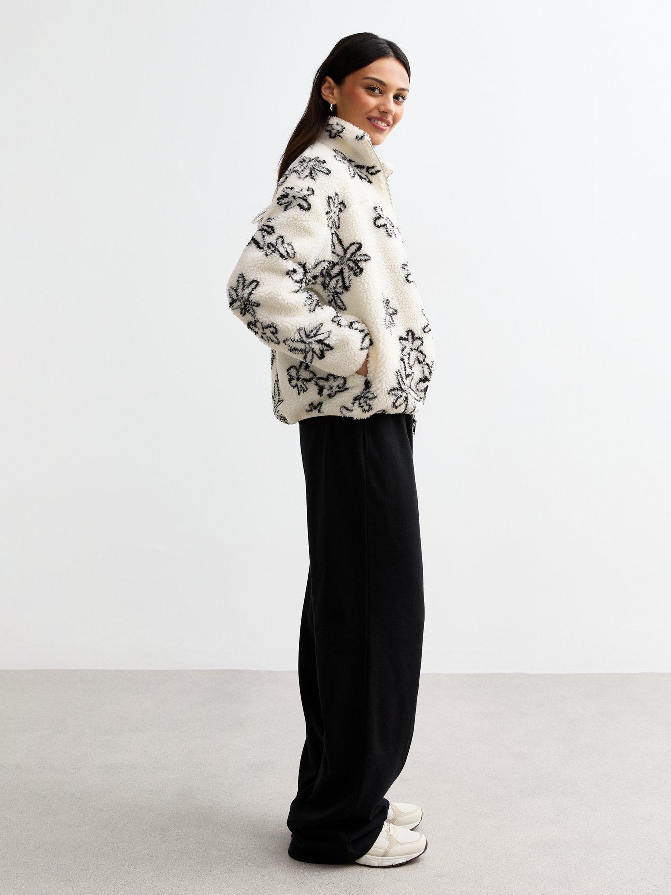 New Look White Daisy Print Borg Jacket | Very