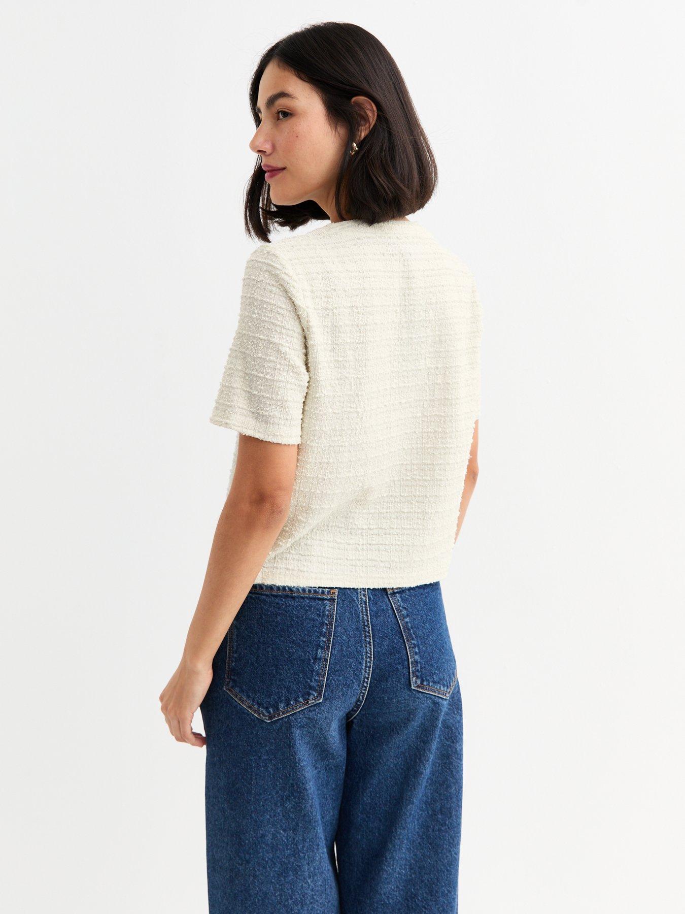 New Look Cream Textured Button Up Top | Very