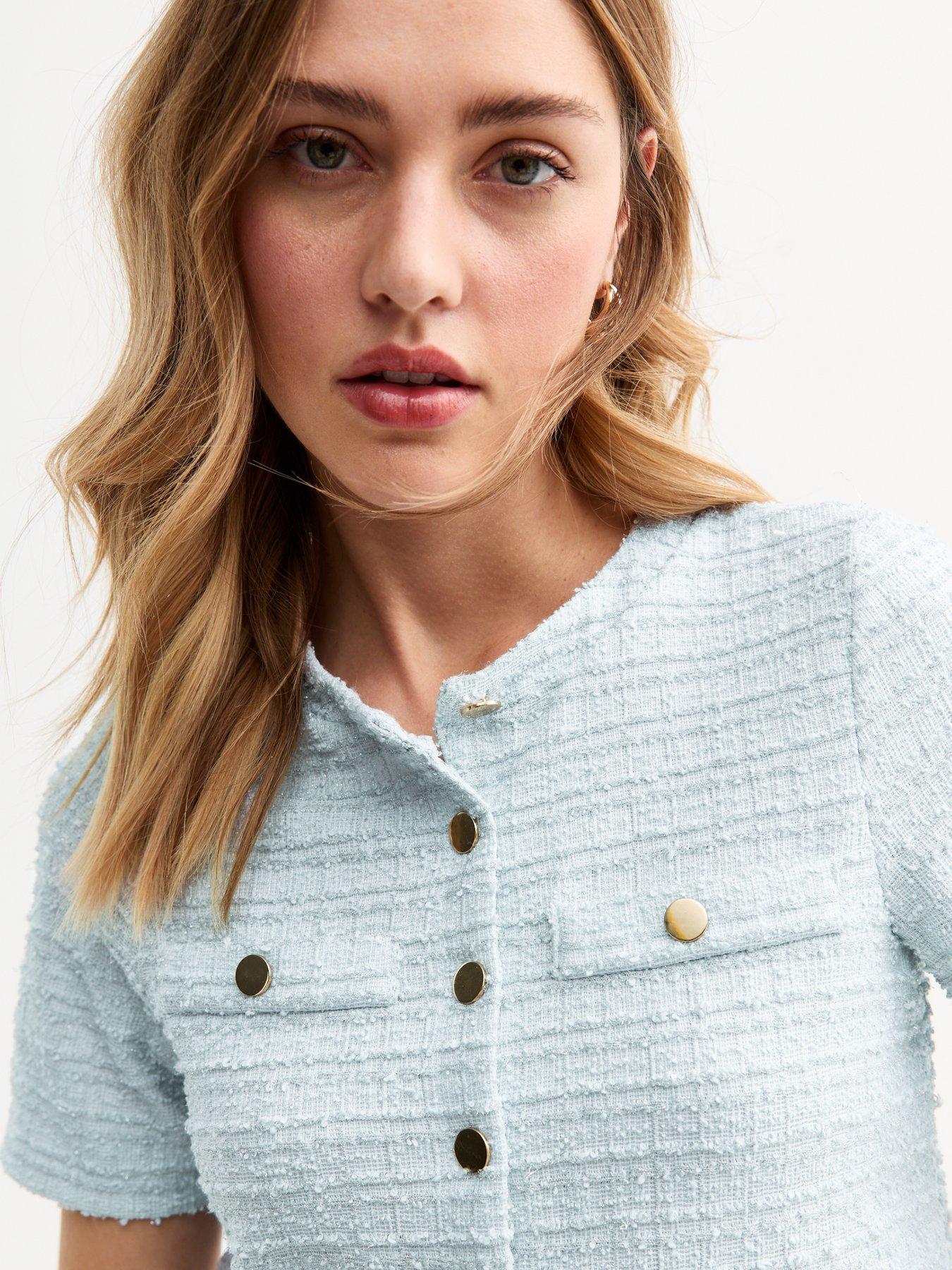 New Look Boucle Button Up Top - Blue | Very